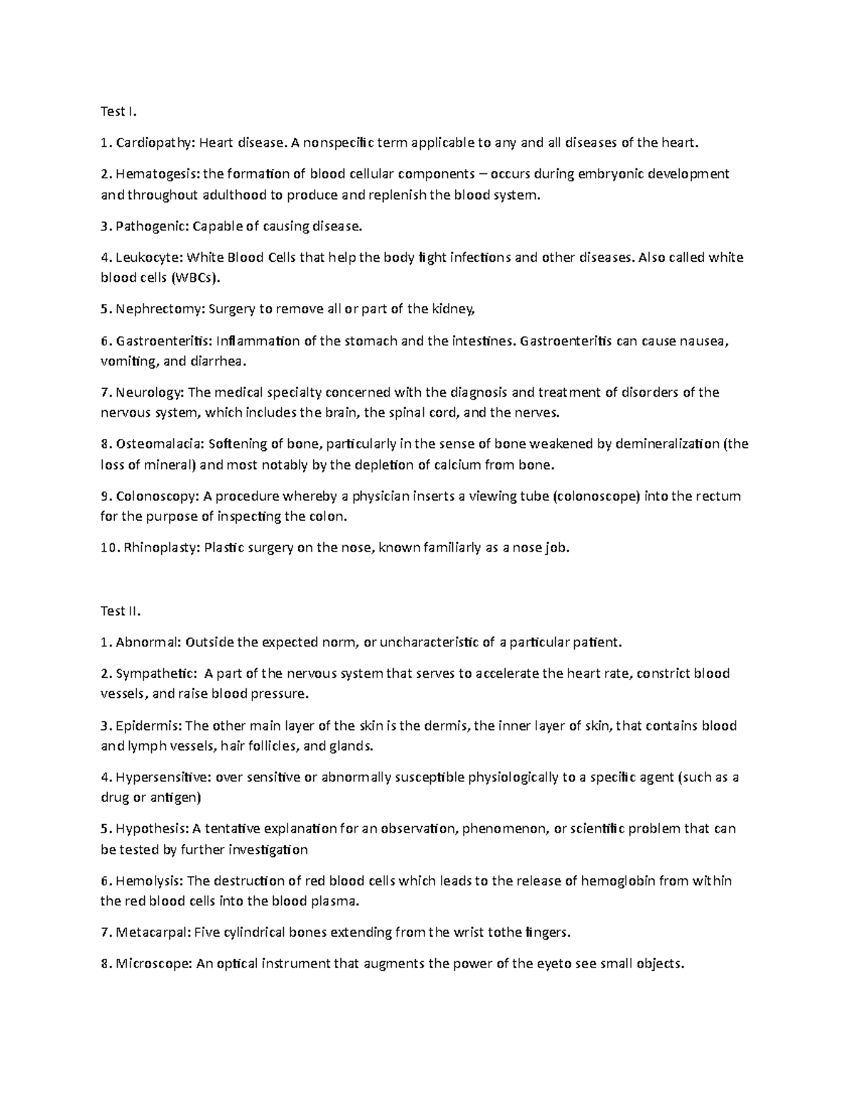 Document - asdadas - Test I. Cardiopathy: Heart disease. A nonspecific ...