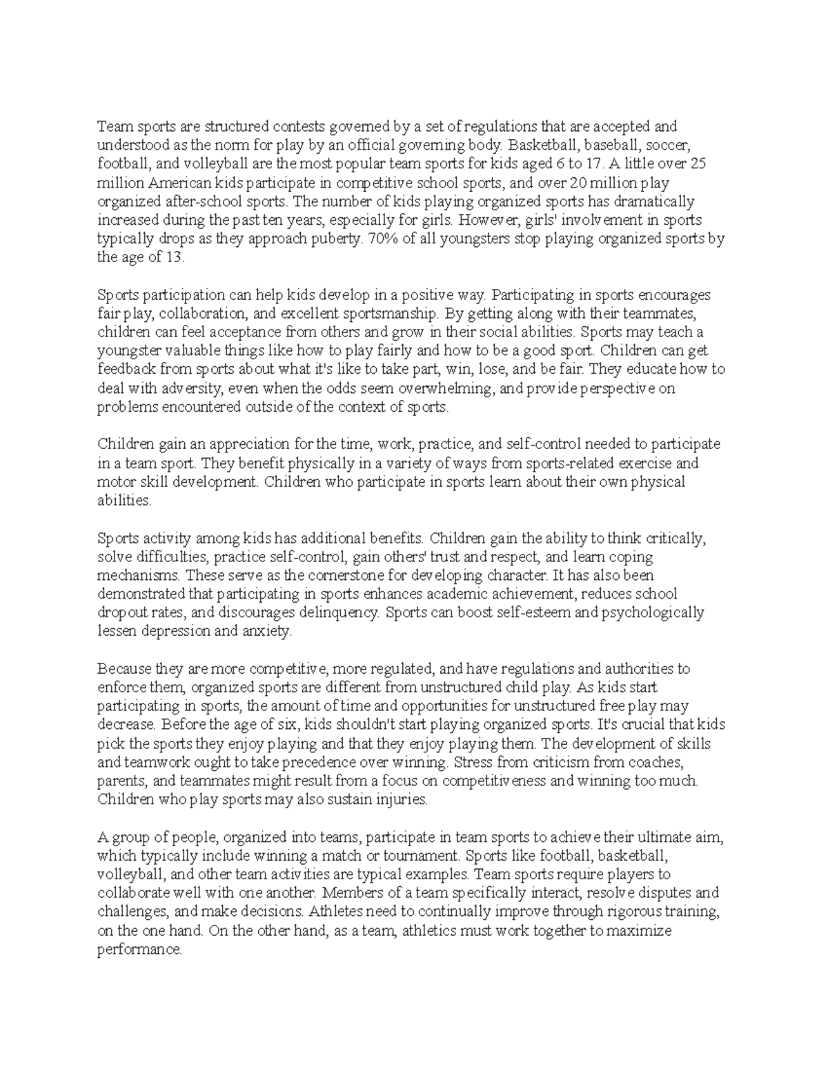 Teamsports - research about the team sports subject - Team sports are ...