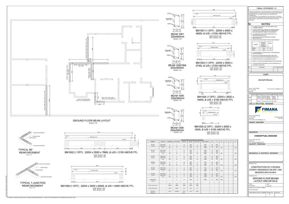 ERF 1383 Walvis BAY - 03 - Beams Layout AND Details - GROUND FLOOR BEAM ...