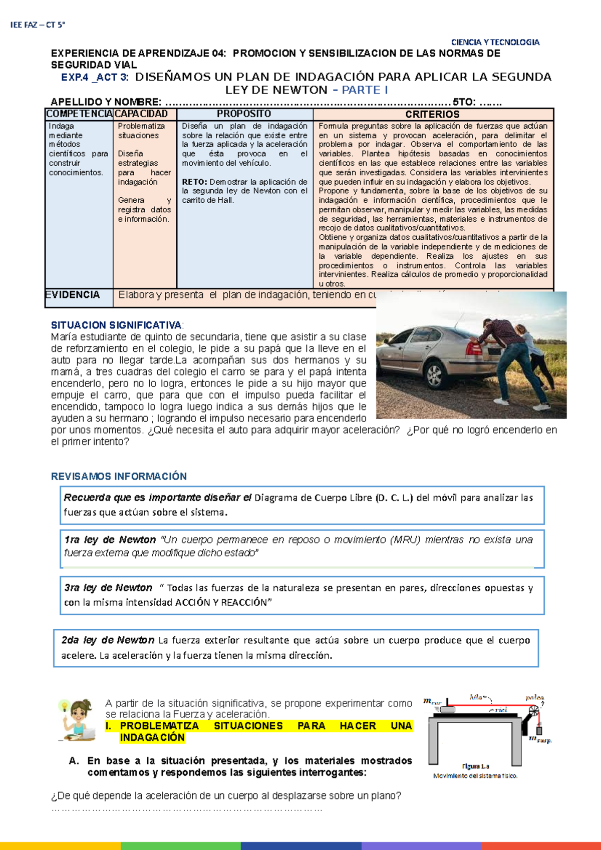 5° EXP 4 ACT 3 LEYES DE NEWTON - CIENCIA Y TECNOLOGIA EXPERIENCIA DE ...