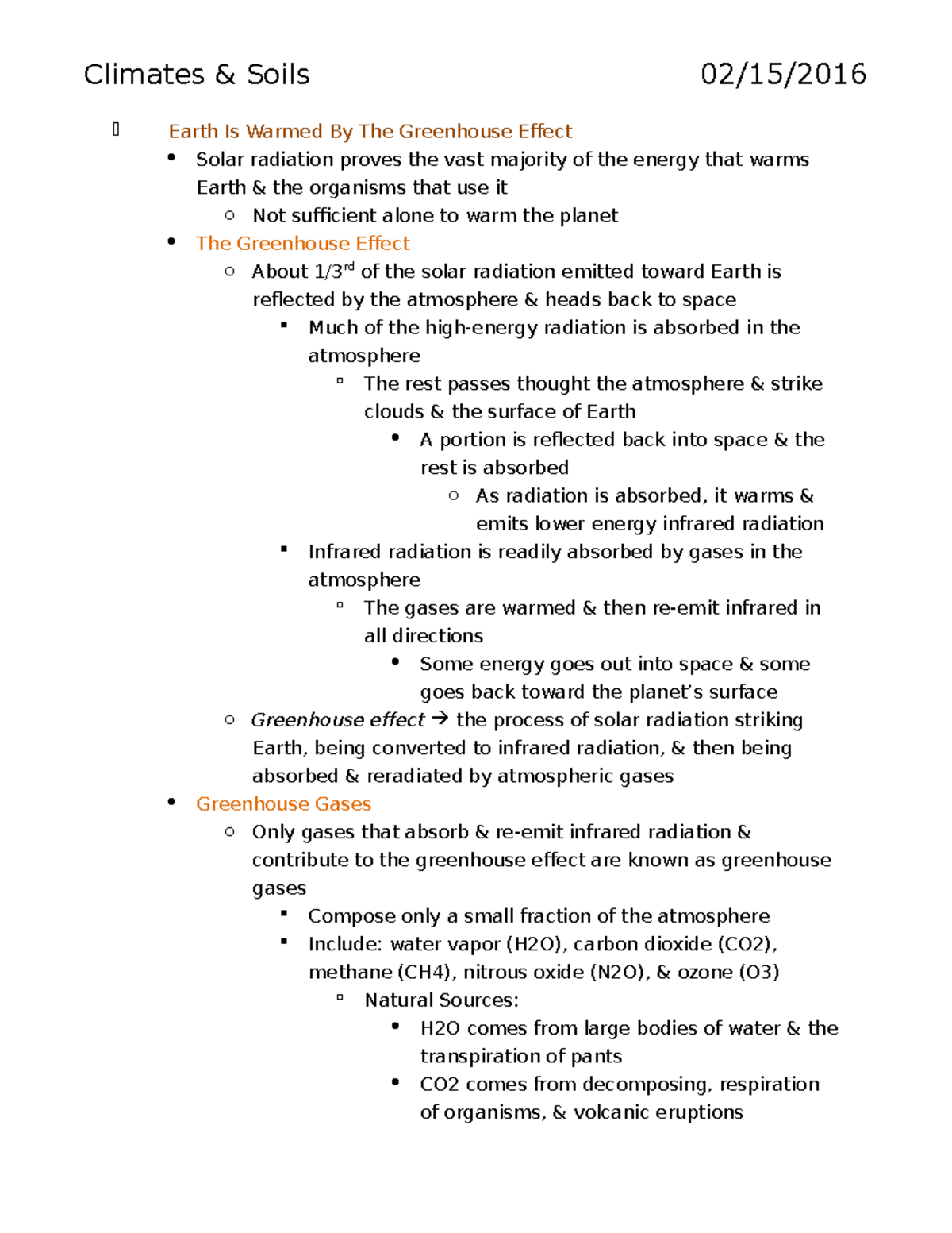 Climates & Soils Ch5 - Combination of book outline & lecture notes ...