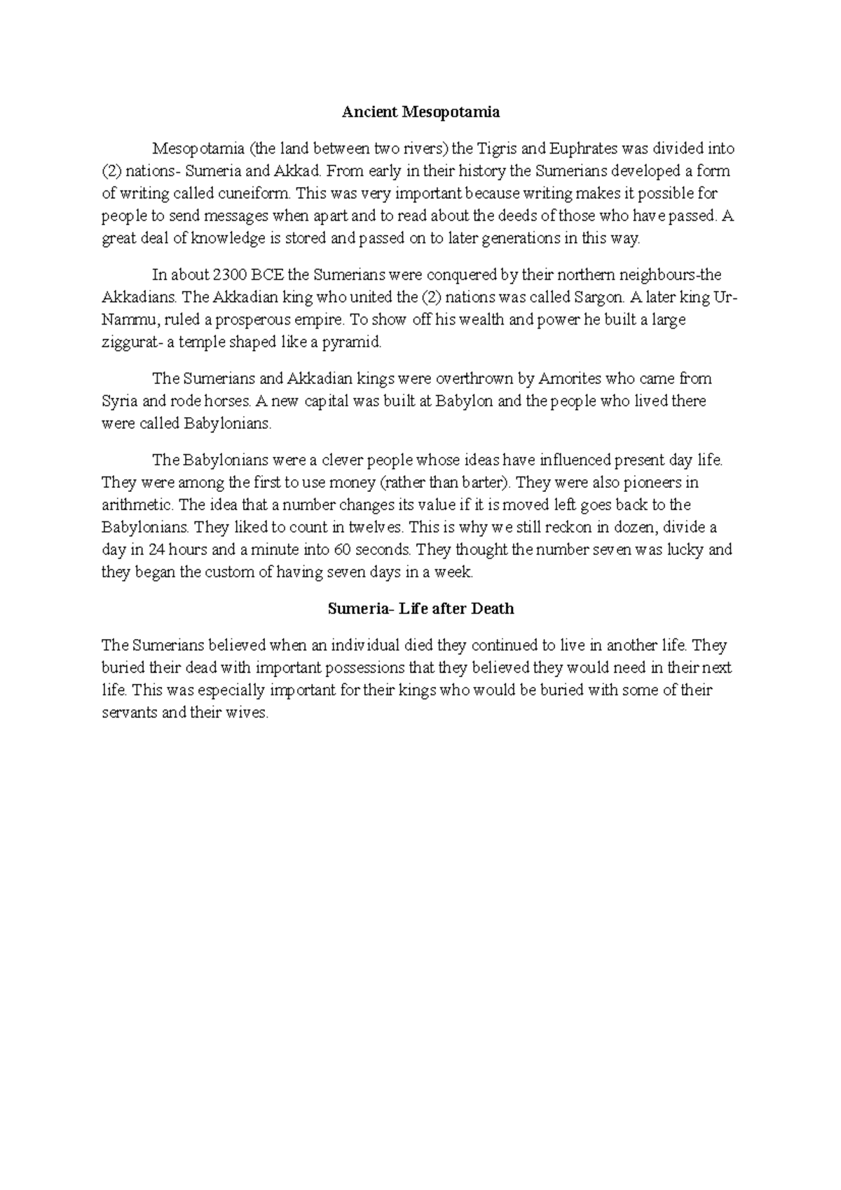 Ancient Mesopotamia - Presentation - Ancient Mesopotamia Mesopotamia ...