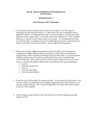 Problem set 5 solutions - BE 100. BIOENGINEERING FUNDAMENTALS WINTER ...