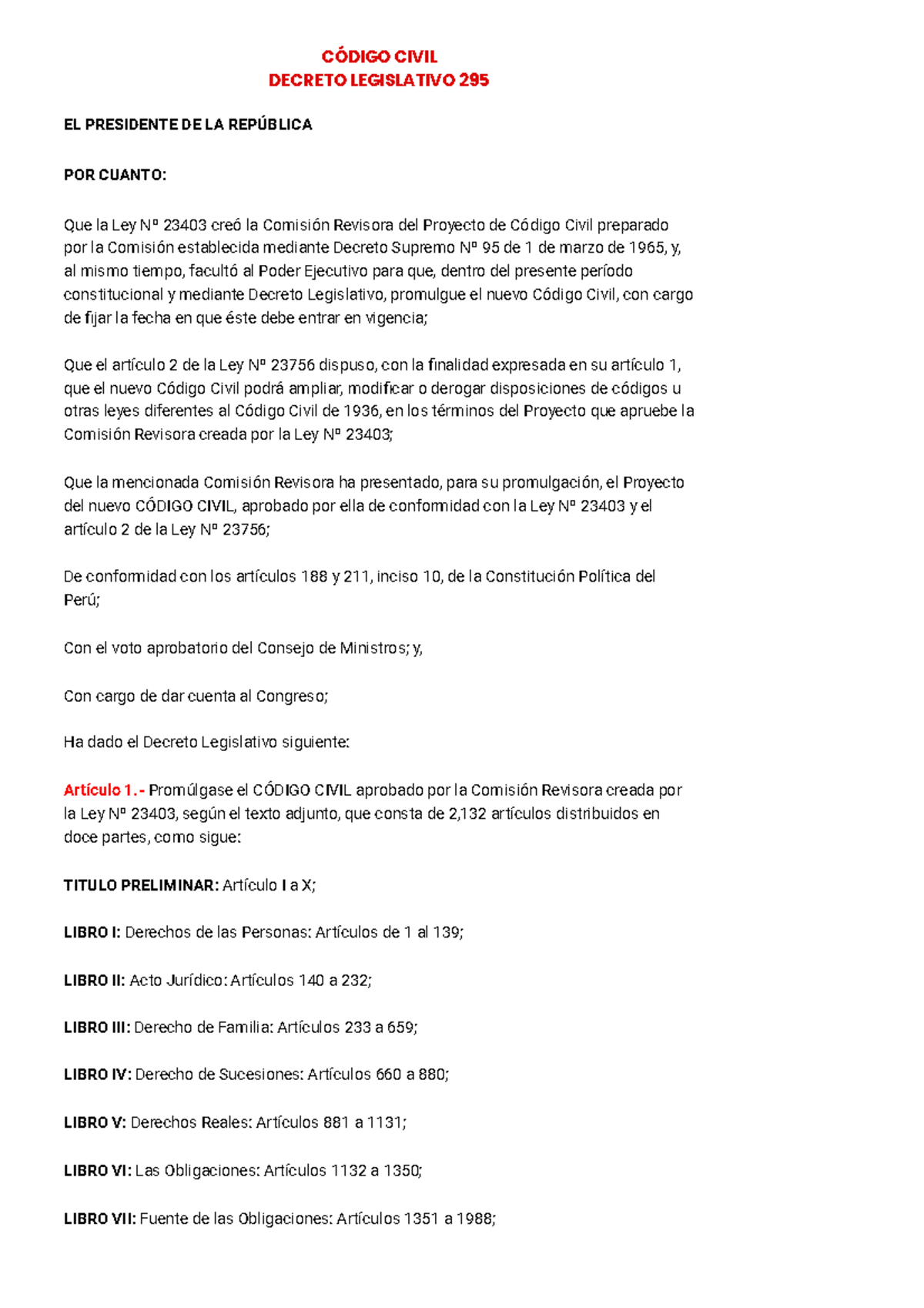 Código Civil peruano [realmente actualizado 2021] LP - CÓDIGO CIVIL ...