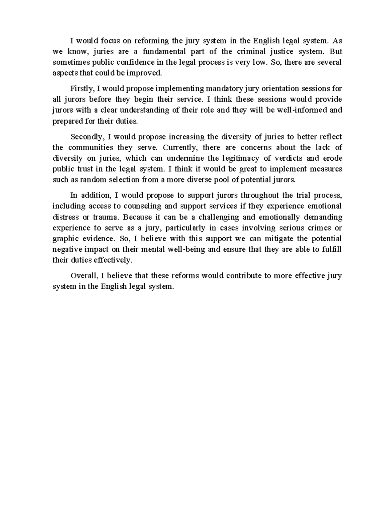 Reforming the jury system in the English legal system - As we know ...