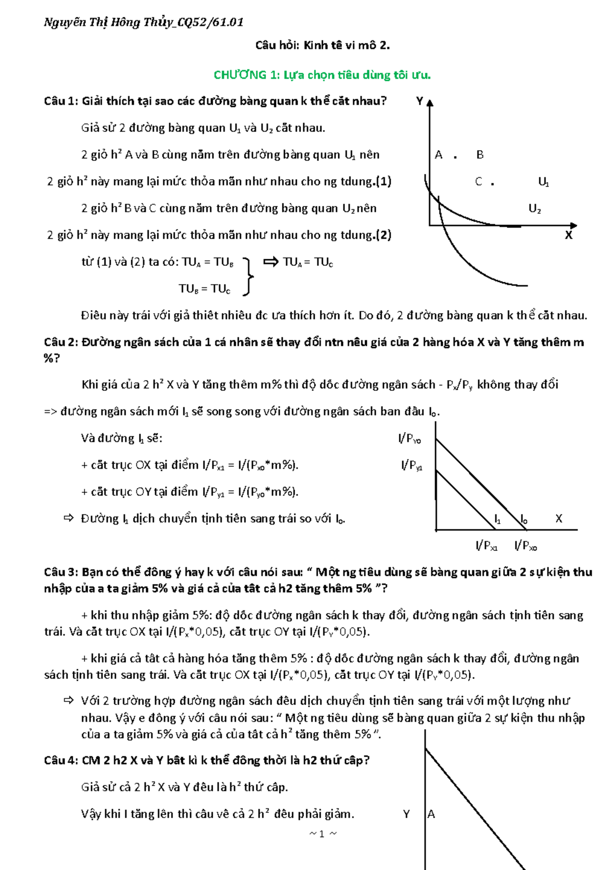 đề cương kinh tế vi mô 2 - hữu lắm - Câu h i: Kinh tếế vi mô 2.ỏ CH NG 1: L a ch n tếu dùng tôếi ...