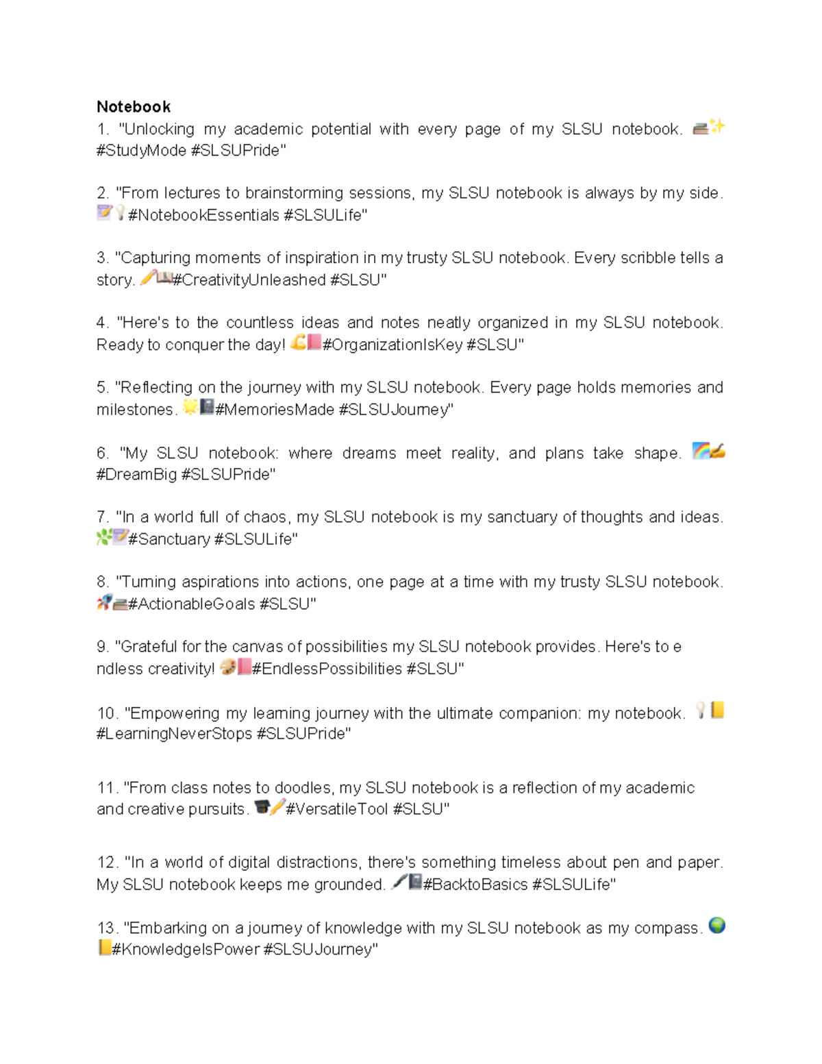 Advertising Sample Captions - Notebook "Unlocking my academic potential ...