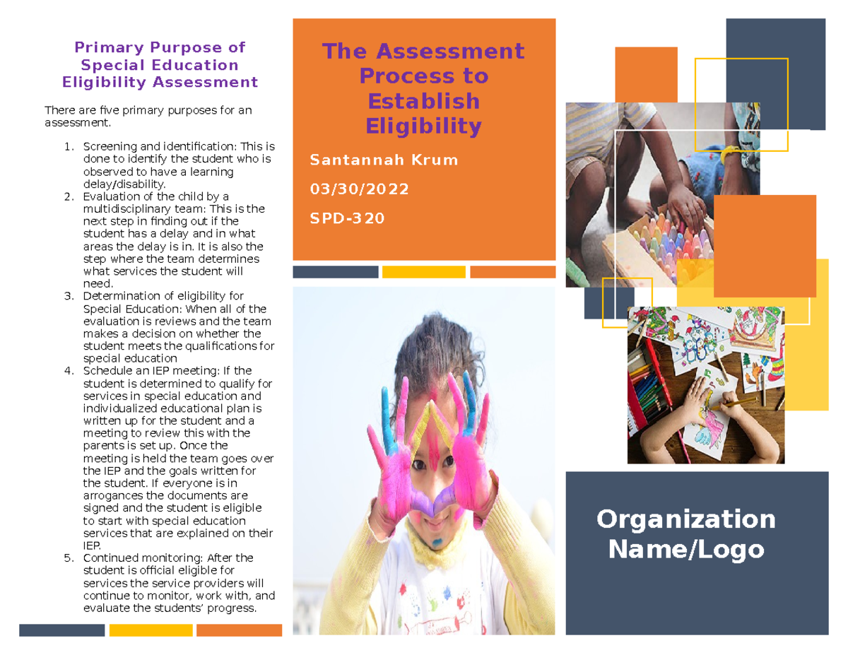 SPD-370 Assesment for Elgibility Brochure - Primary Purpose of Special ...