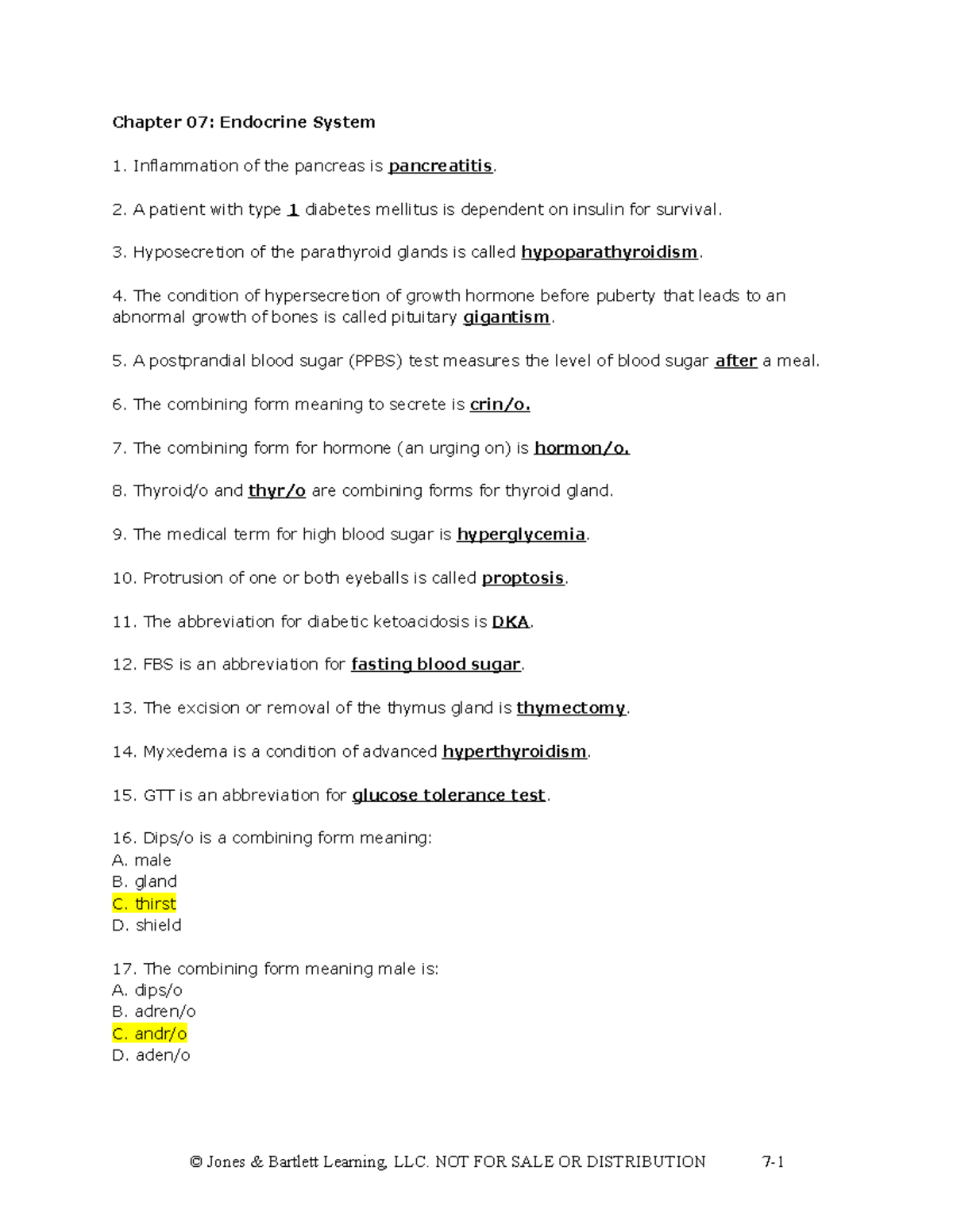 Chapter 7 Worksheet - Chapter 07: Endocrine System Inflammation of the ...
