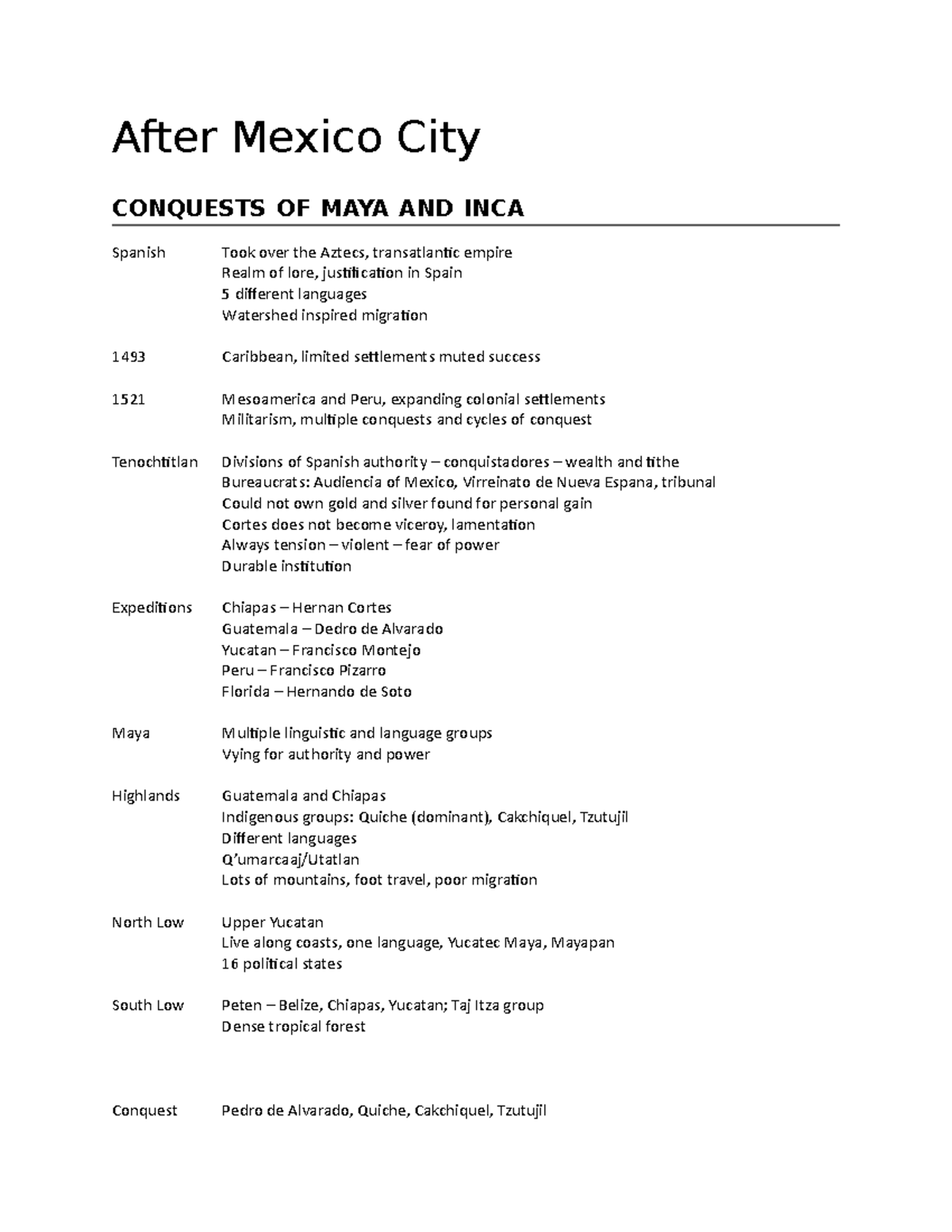 After Mexico City / Conquests - After Mexico City CONQUESTS OF MAYA AND ...