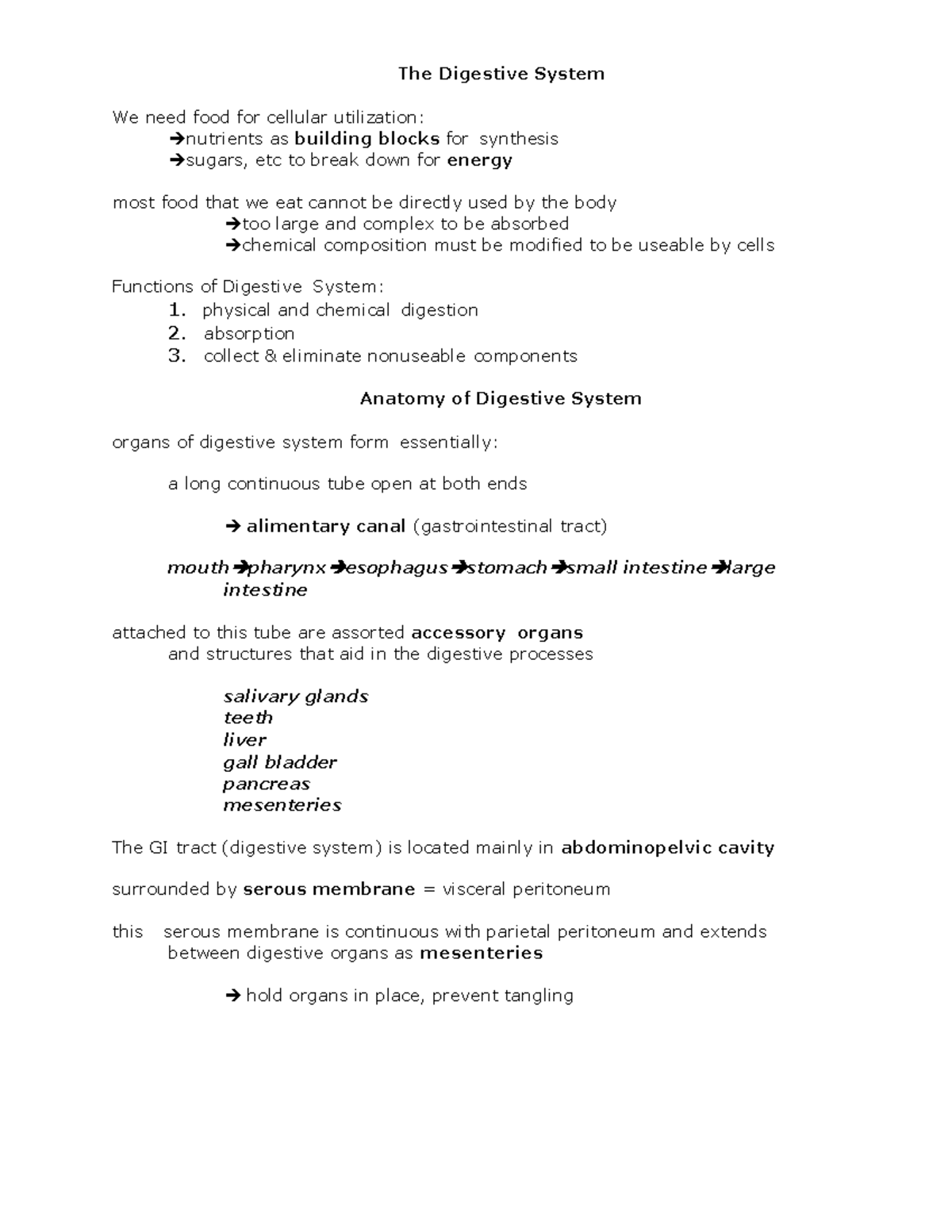Digestive Sytem (Lecture) - The Digestive System We need food for ...