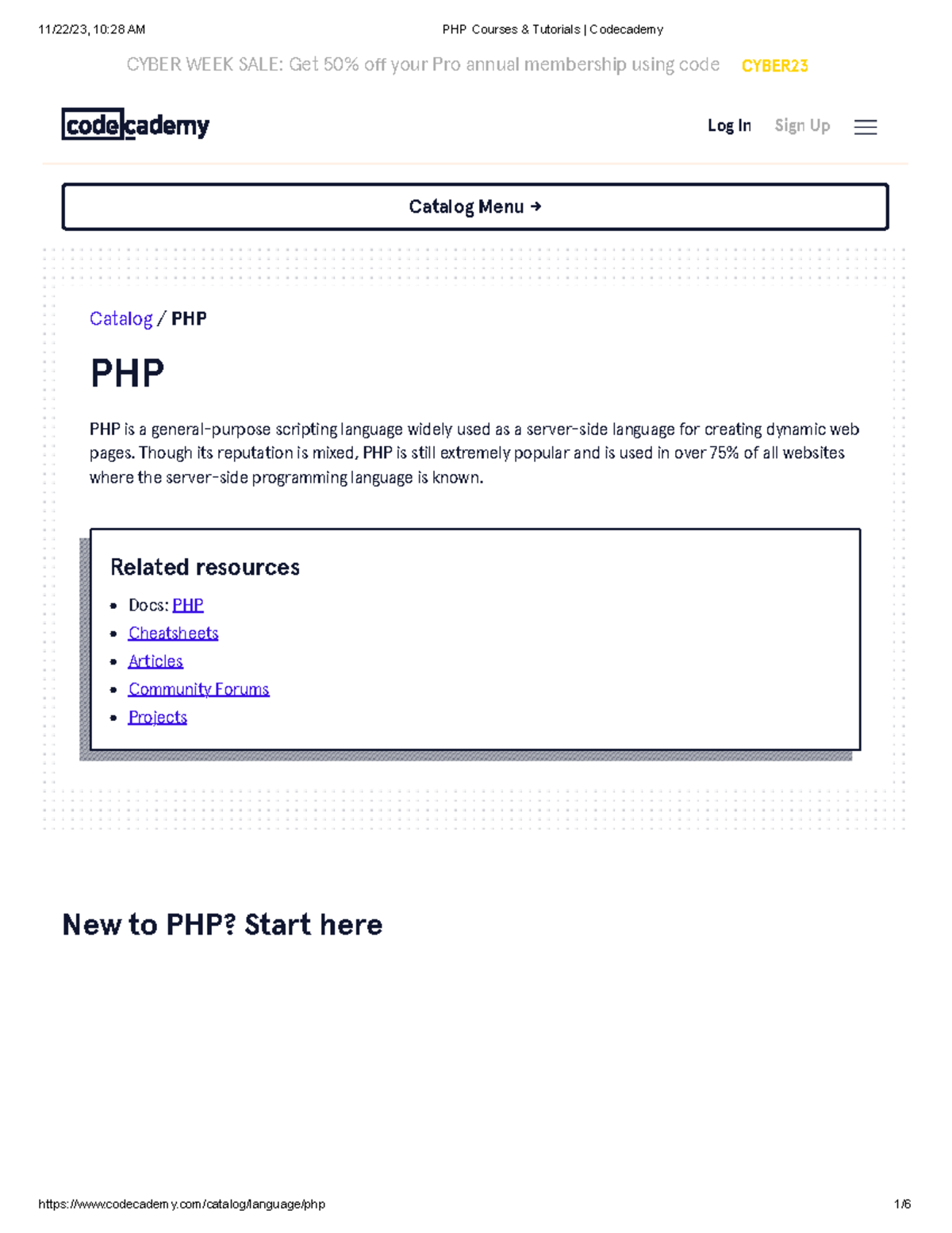 Php Courses And Tutorials Codecademy Cyber Week Sale Get 50 O Your Pro Annual Membership Using 2987