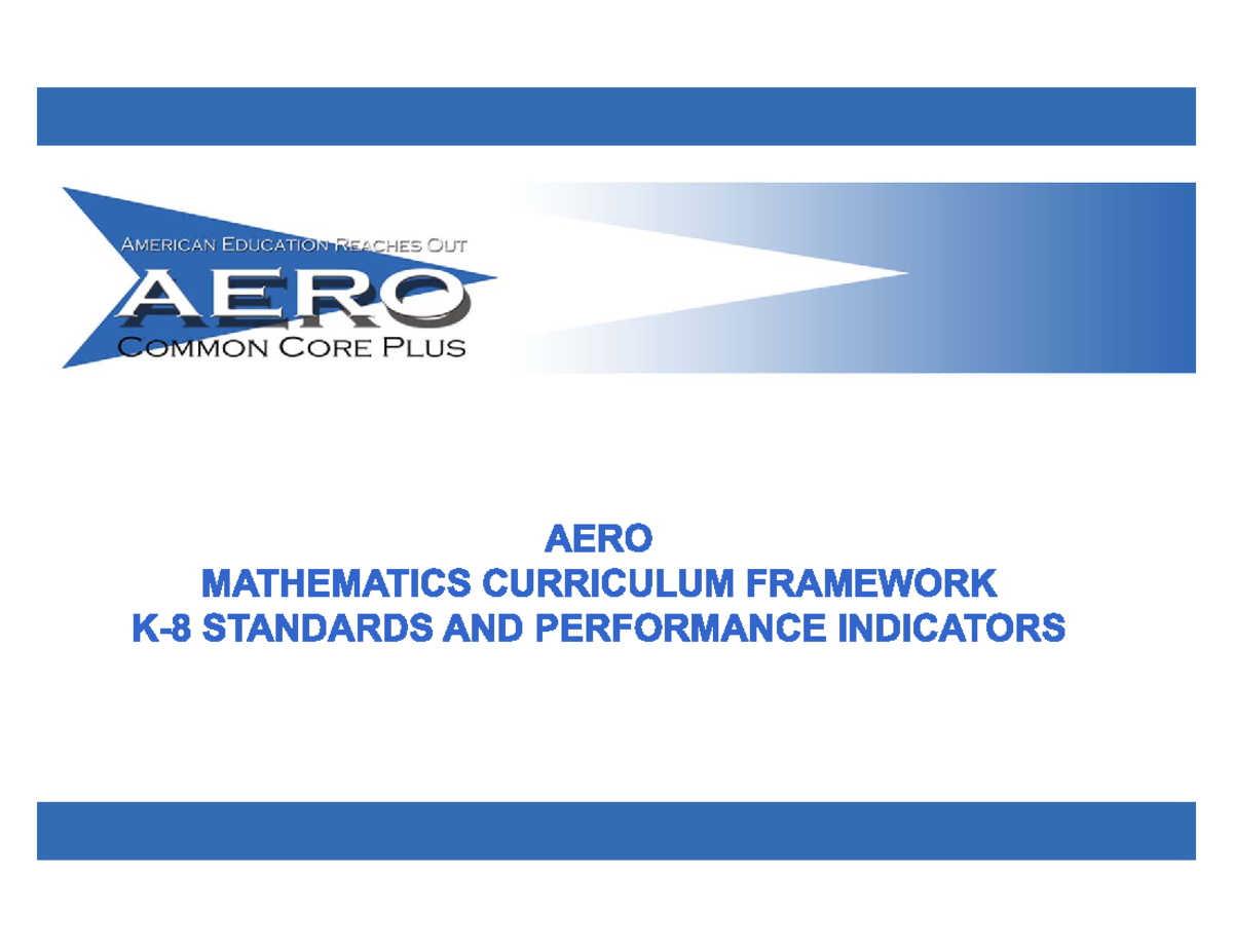 AERO-Mathematics Curriculum Framework - 2 AERO MATHEMATICS FRAMEWORK ...