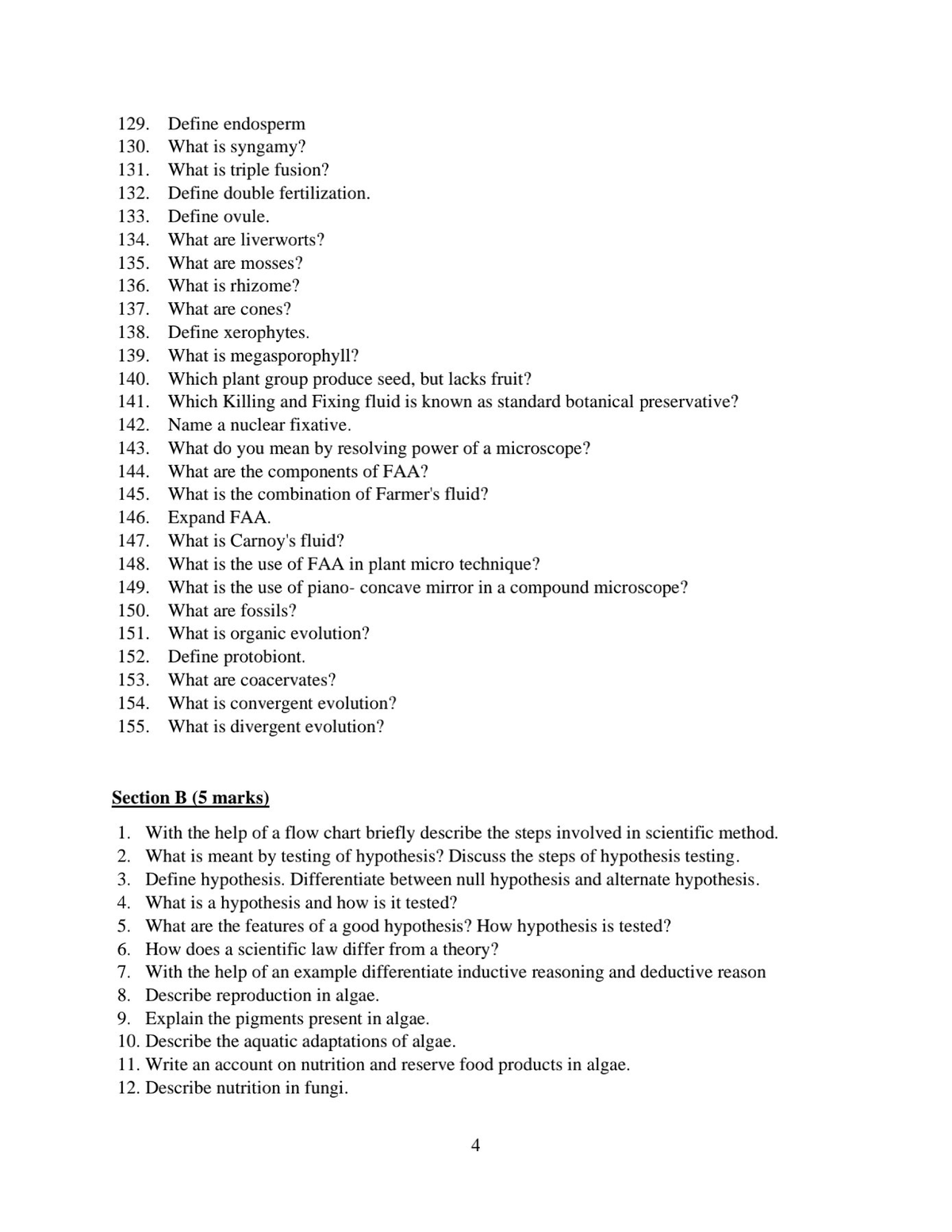 Question BANK ( Methodology OF Science AND AN Introduction TO Botany) 4 ...