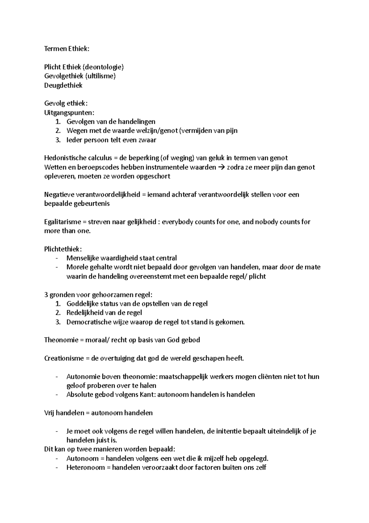Alle termen van Etiek - Hanze - Studeersnel
