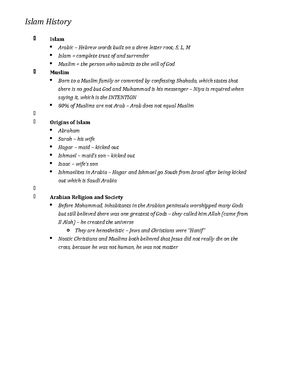 islam notes religion - Islam History Islam Arabic – Hebrew words built ...