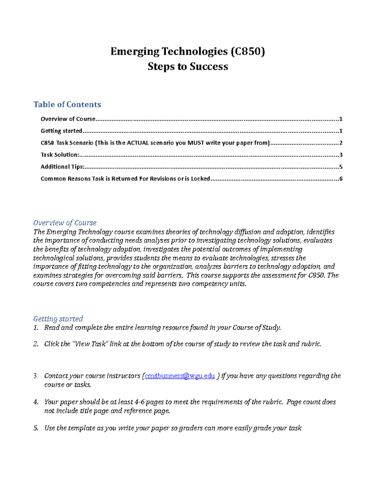 C850 Steps to Success for Emerging Technology - ITEC 2950 - WGU - Studocu