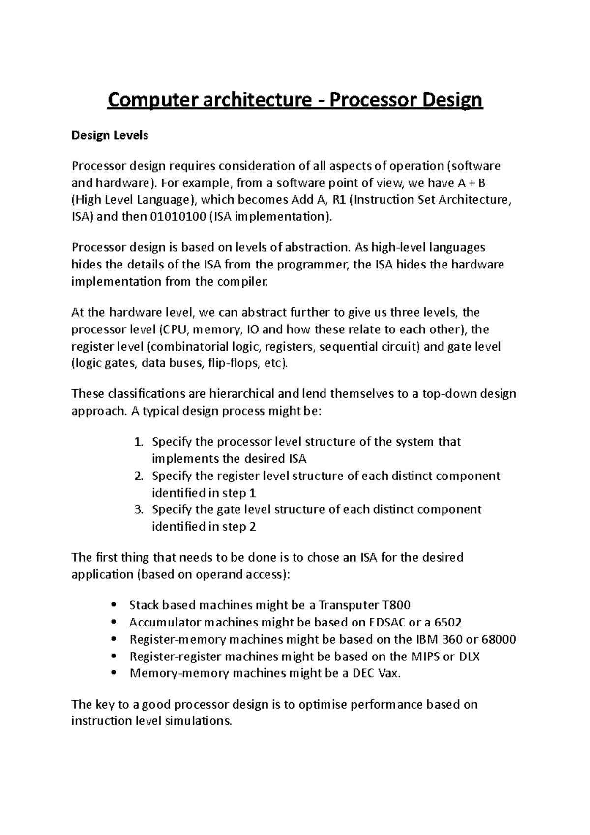 Computer architecture - Processor Design - For example, from a software ...