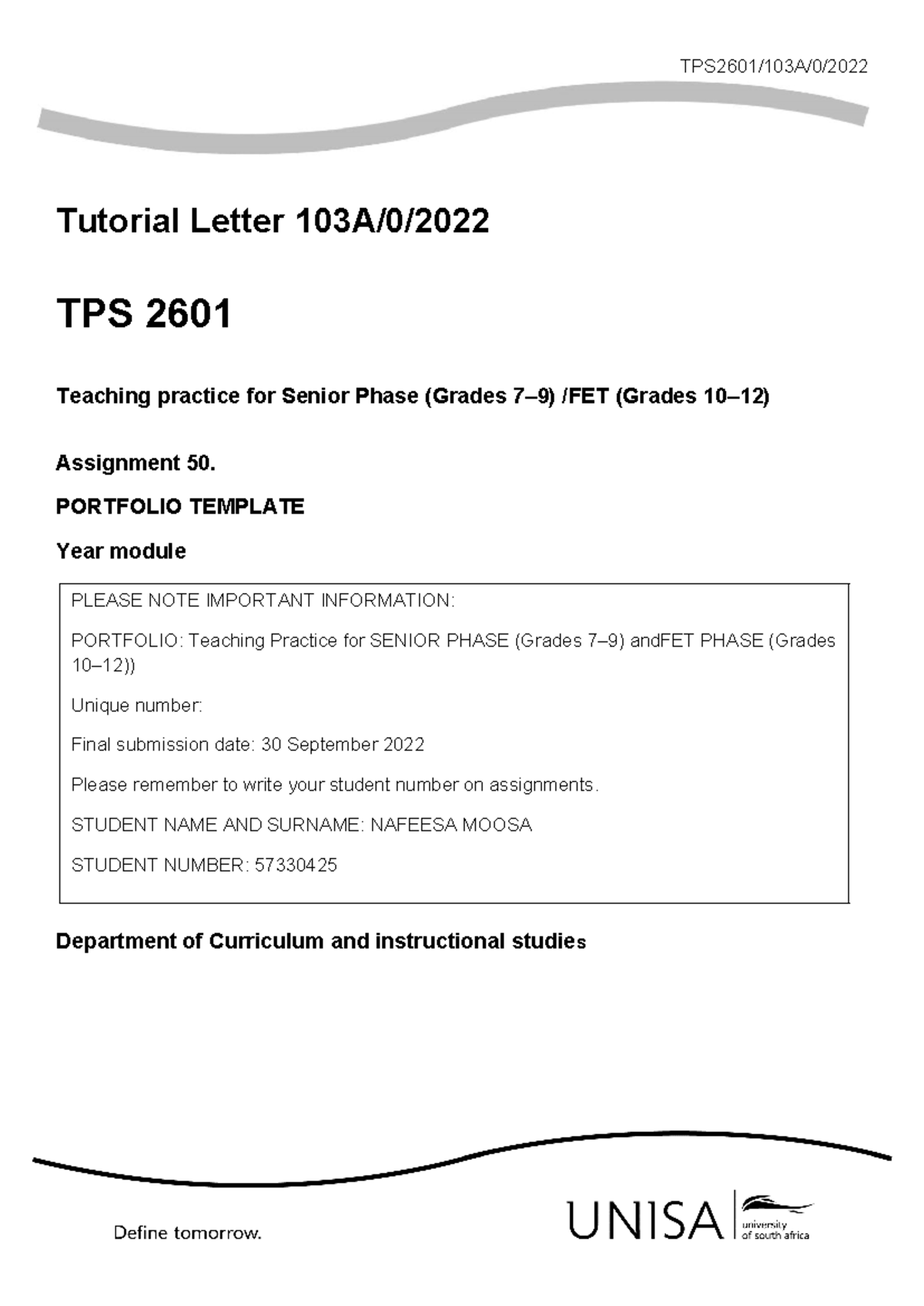 TPS2601 57330425 Moosa - TPS2601/103A/0/ Tutorial Letter 103A/0/ TPS ...