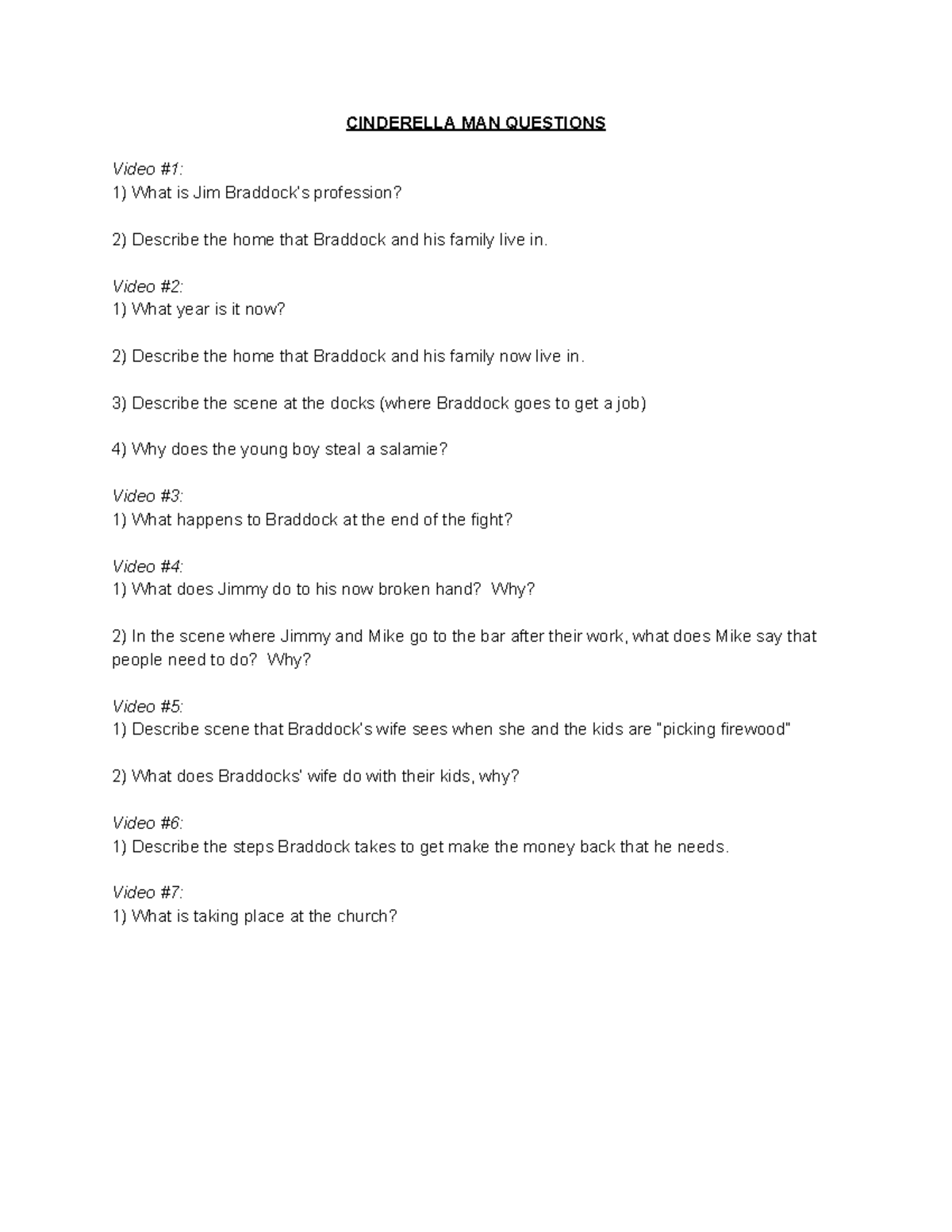Cinderella Man Questions - CINDERELLA MAN QUESTIONS Video #1: What is ...