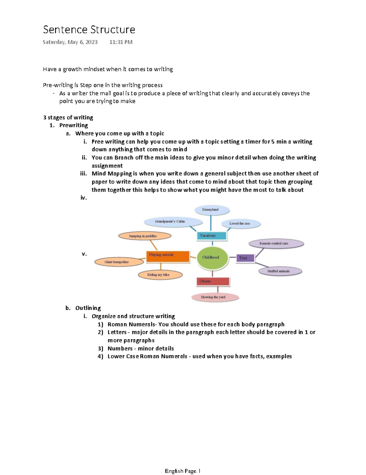 Sentence Structure - This sections goes over the 3 stages in writing ...