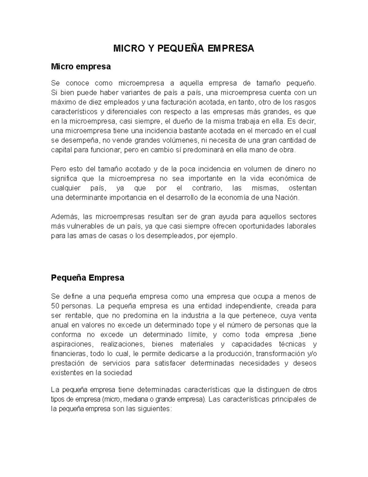 Micro Y Pequena Empresa Micro empresa - MICRO Y PEQUEÑA EMPRESA Micro ...
