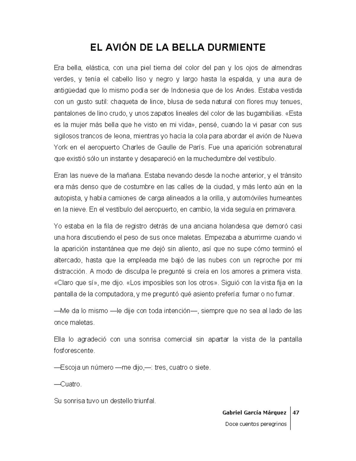 Gabriel Garcia Marquez Doce Cuentos Peregrinos Removed Gabriel GarcÌa M·rquez 47 El Avi”n De