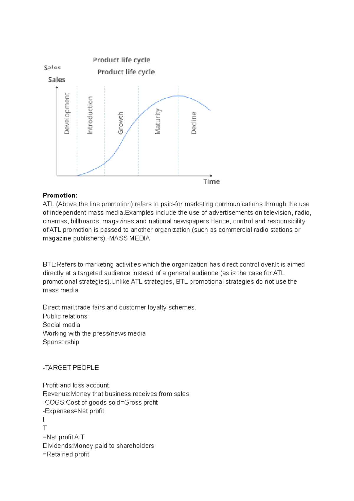 Marketing mix 2 - notes - Promotion: ATL:(Above the line promotion ...