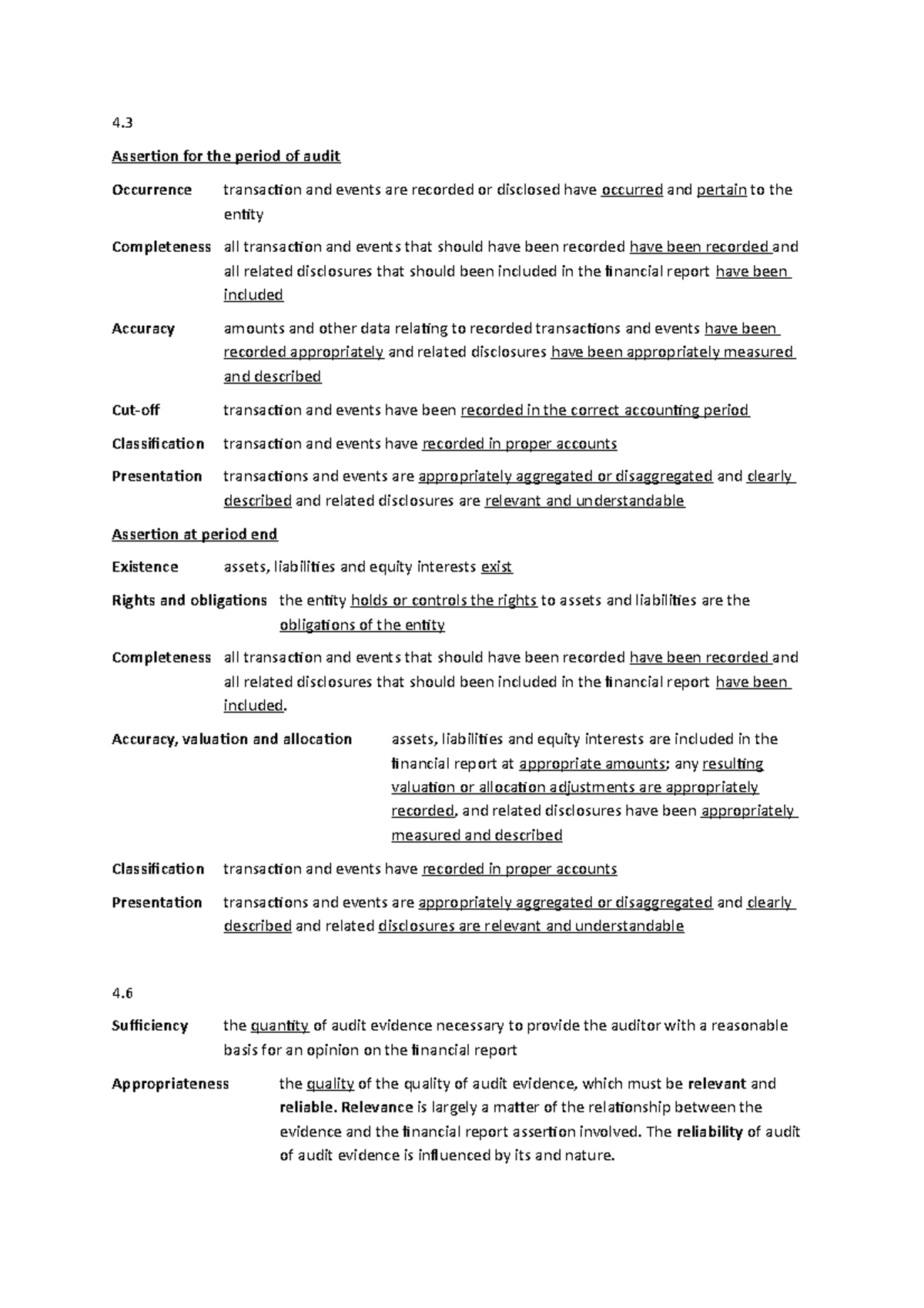 Revision ACC30010 - 4 Assertion for the period of audit Occurrence ...