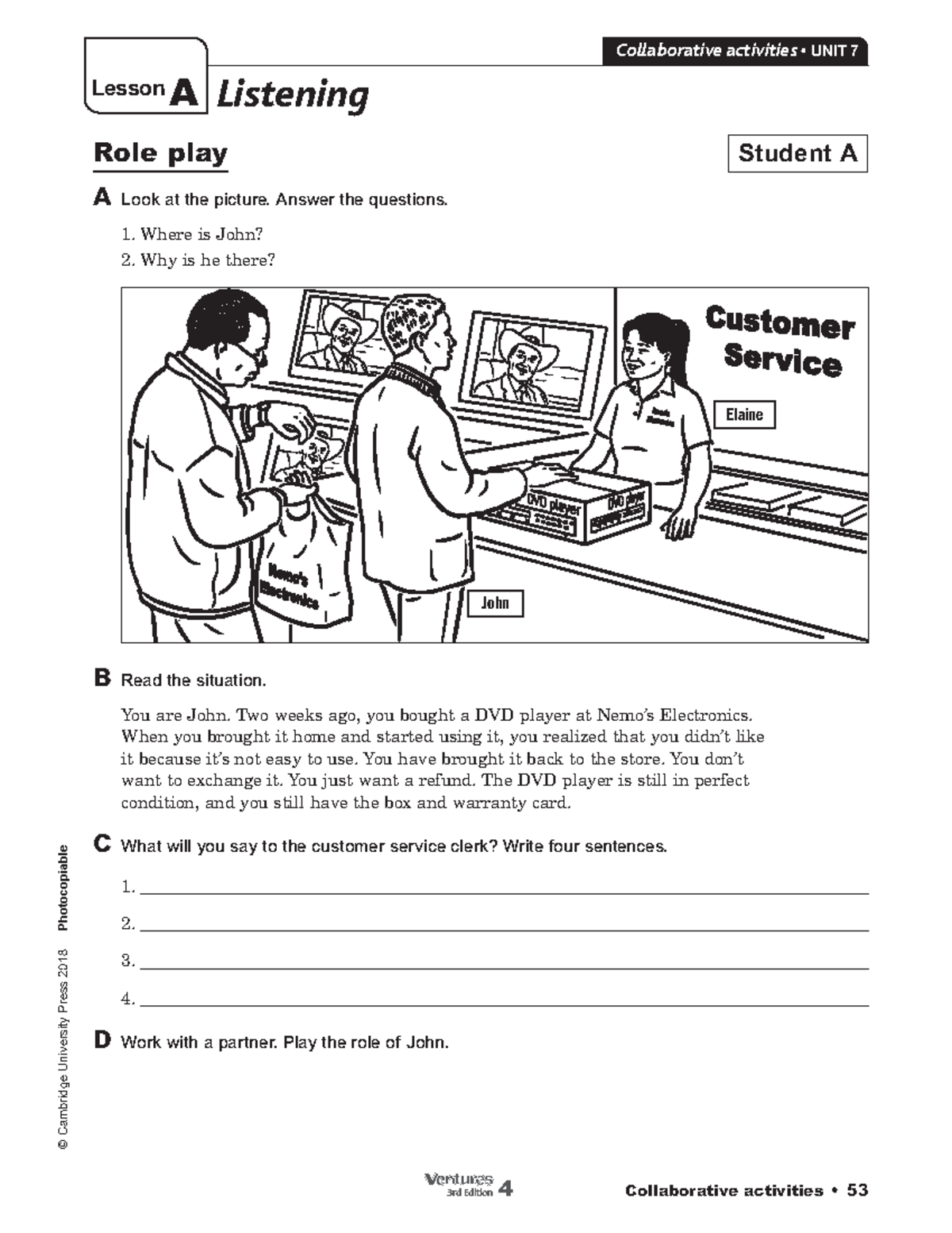 Ventures 3ED Collaborative Activities-Level 4-Worksheets-Unit7-Lesson A ...
