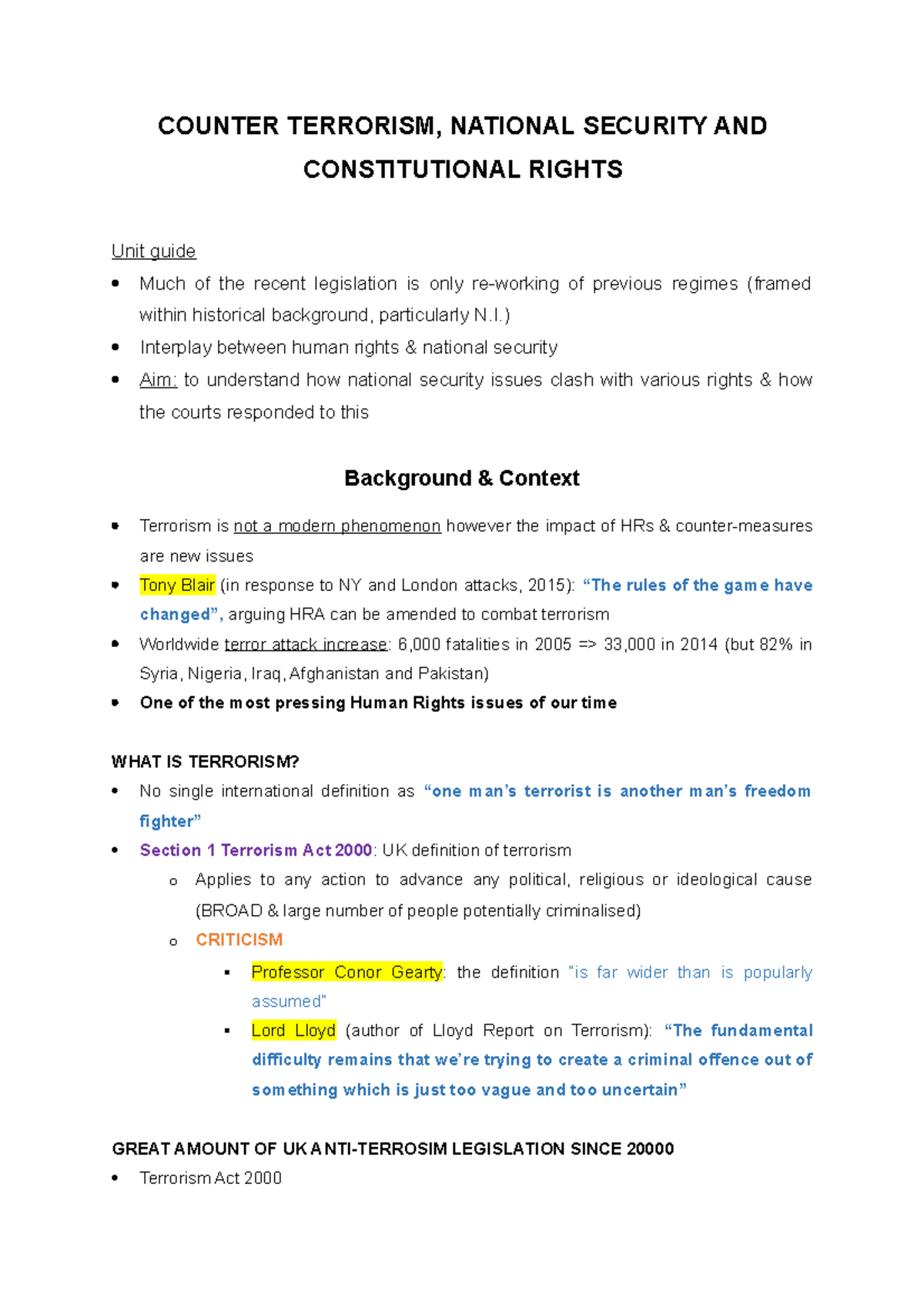 Counter- Terrorism - Revision notes - COUNTER TERRORISM, NATIONAL ...