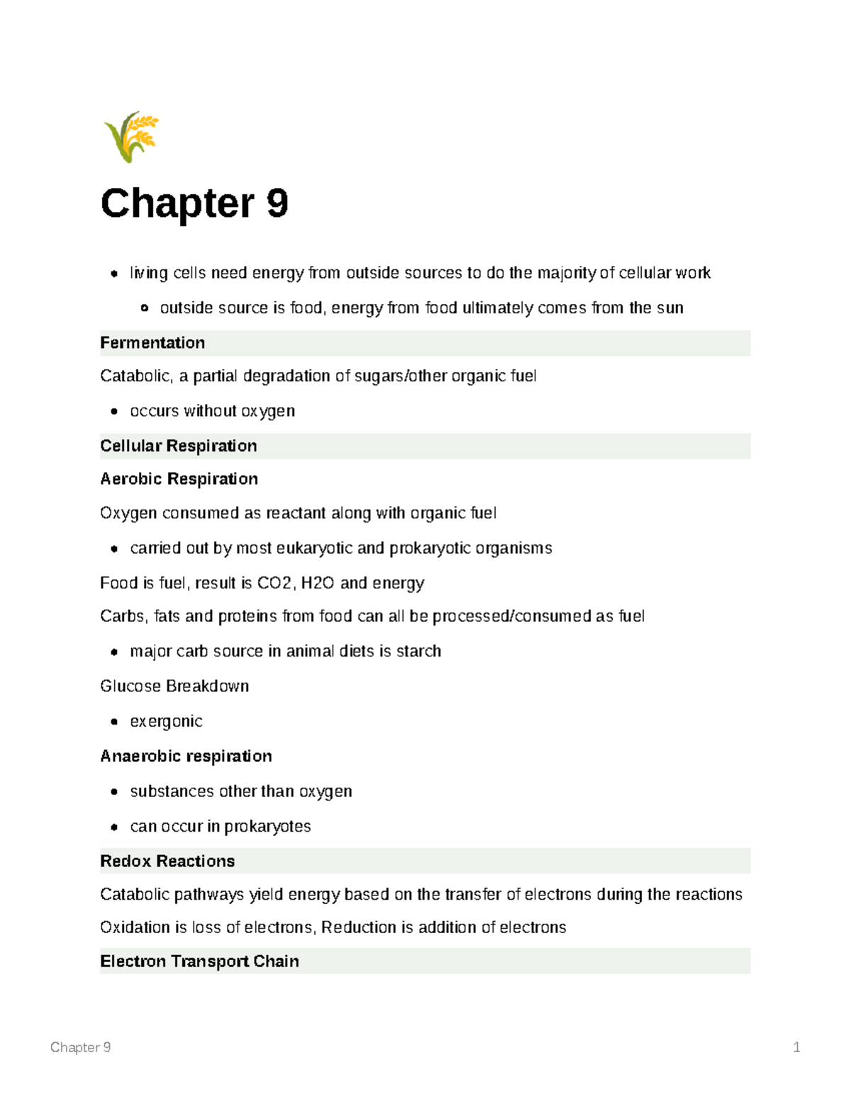 Campbell APBio Chapter 9 - 3 Chapter 9 living cells need energy from ...