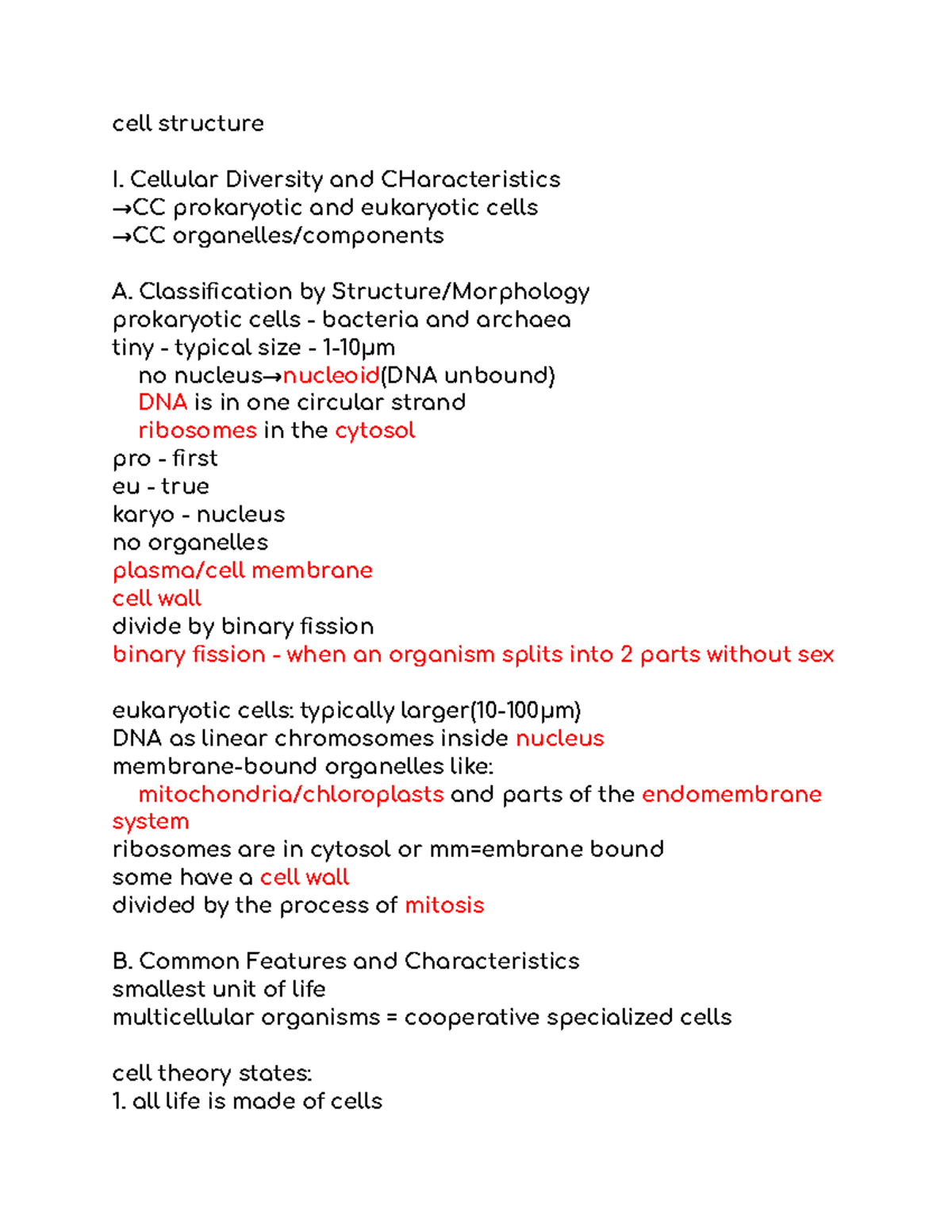 Chapter 5 cell structure - cell structure I. Cellular Diversity and ...