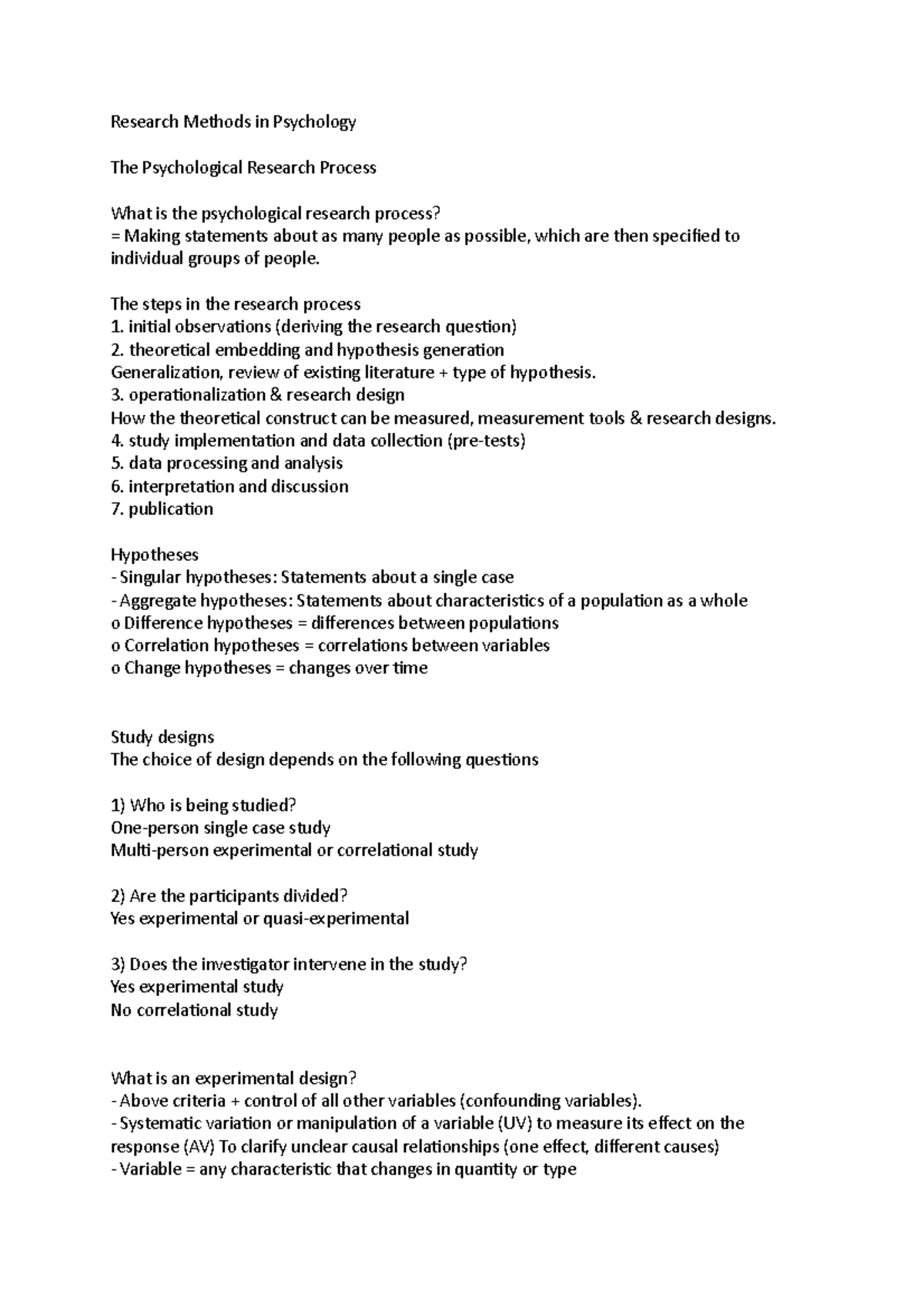 Research Methods in Psychology - The steps in the research process ...