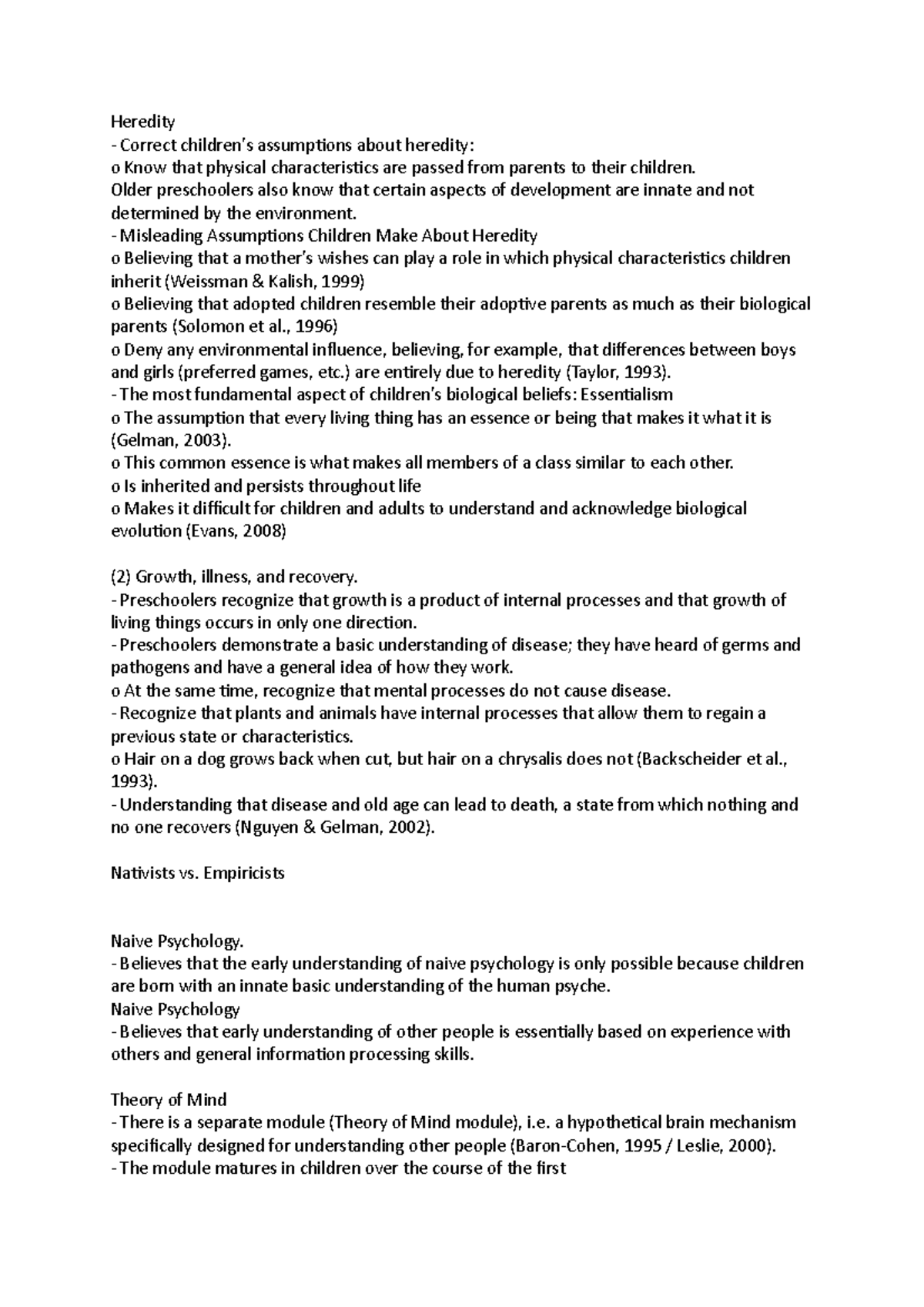 Heredity - Psychology - Heredity Correct children's assumptions about ...