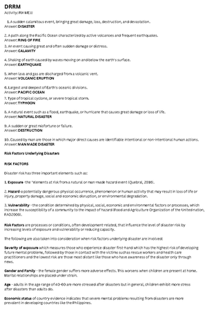 DRRR Module 1 - Disaster Readiness and Risk Reduction Quarter 2 ...