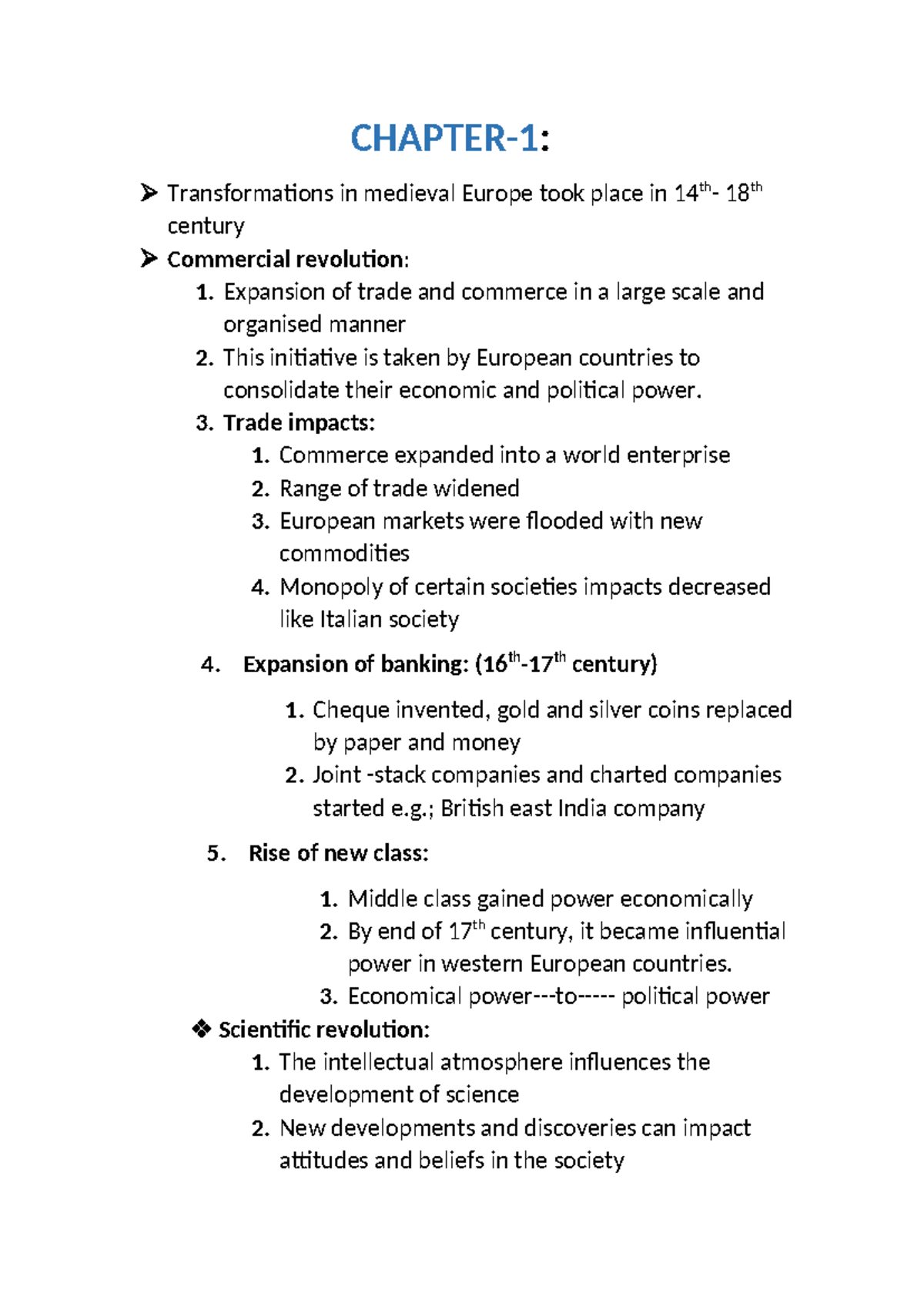 Sociology - CHAPTER-1: Transformations in medieval Europe took place in ...