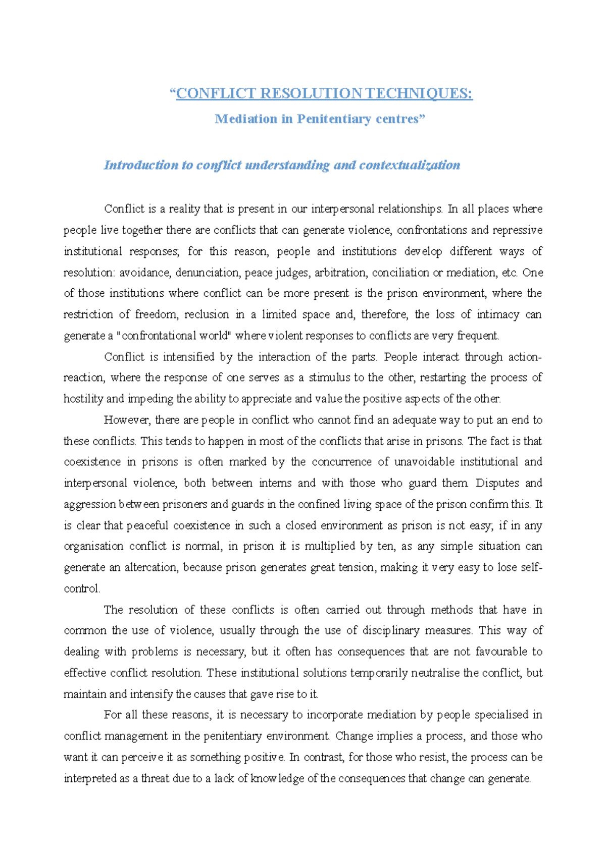 Conflict Resolution Techniques - “CONFLICT RESOLUTION TECHNIQUES ...