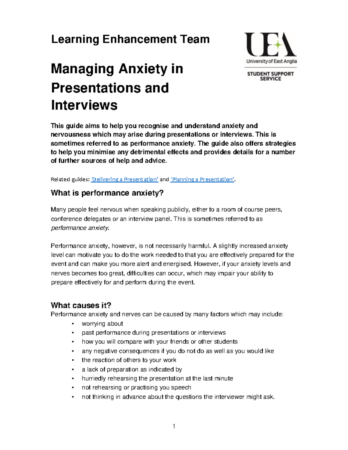 Managing Anxiety in Presentations and Interviews - Learning Enhancement ...