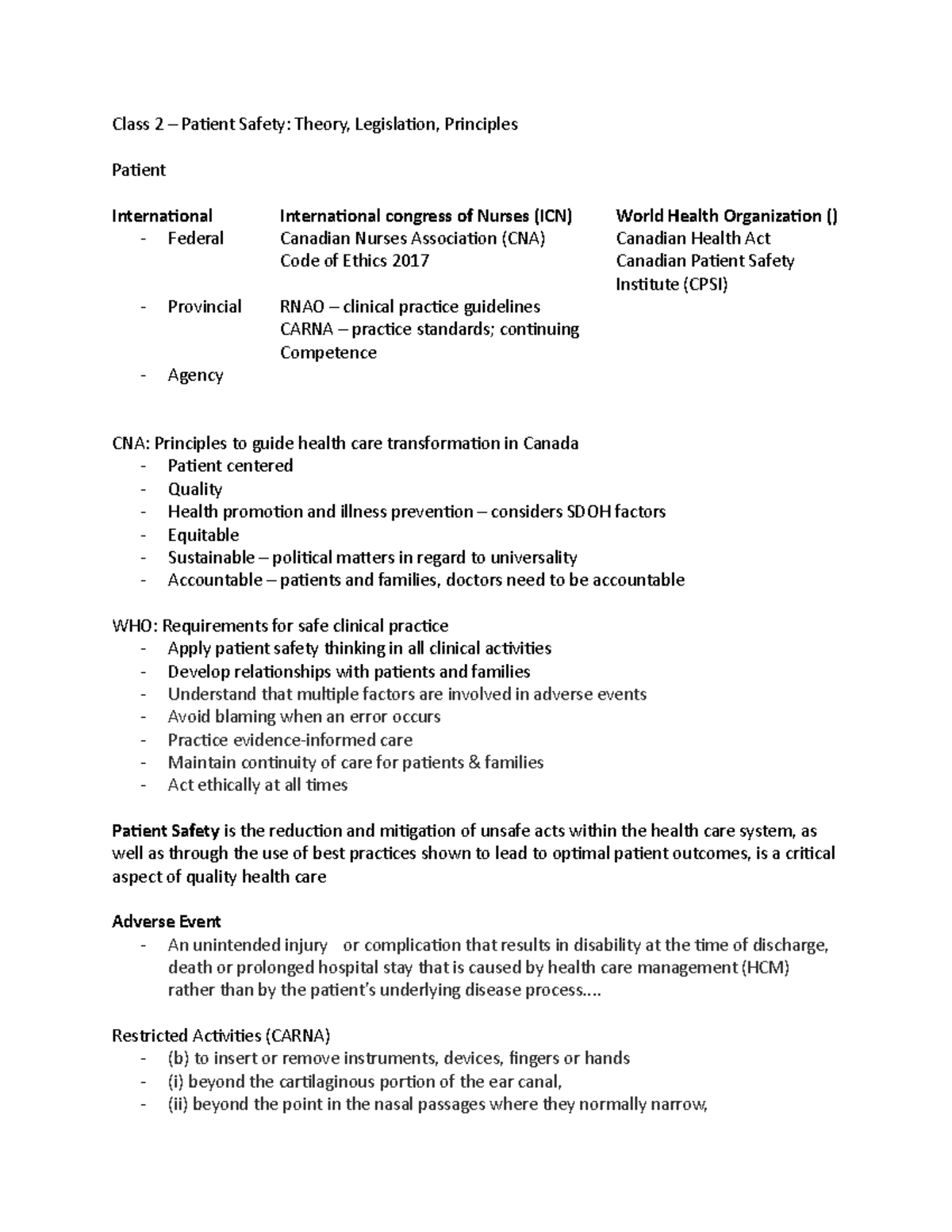 Class 2 – Patient Safety - Class 2 – Patient Safety: Theory ...