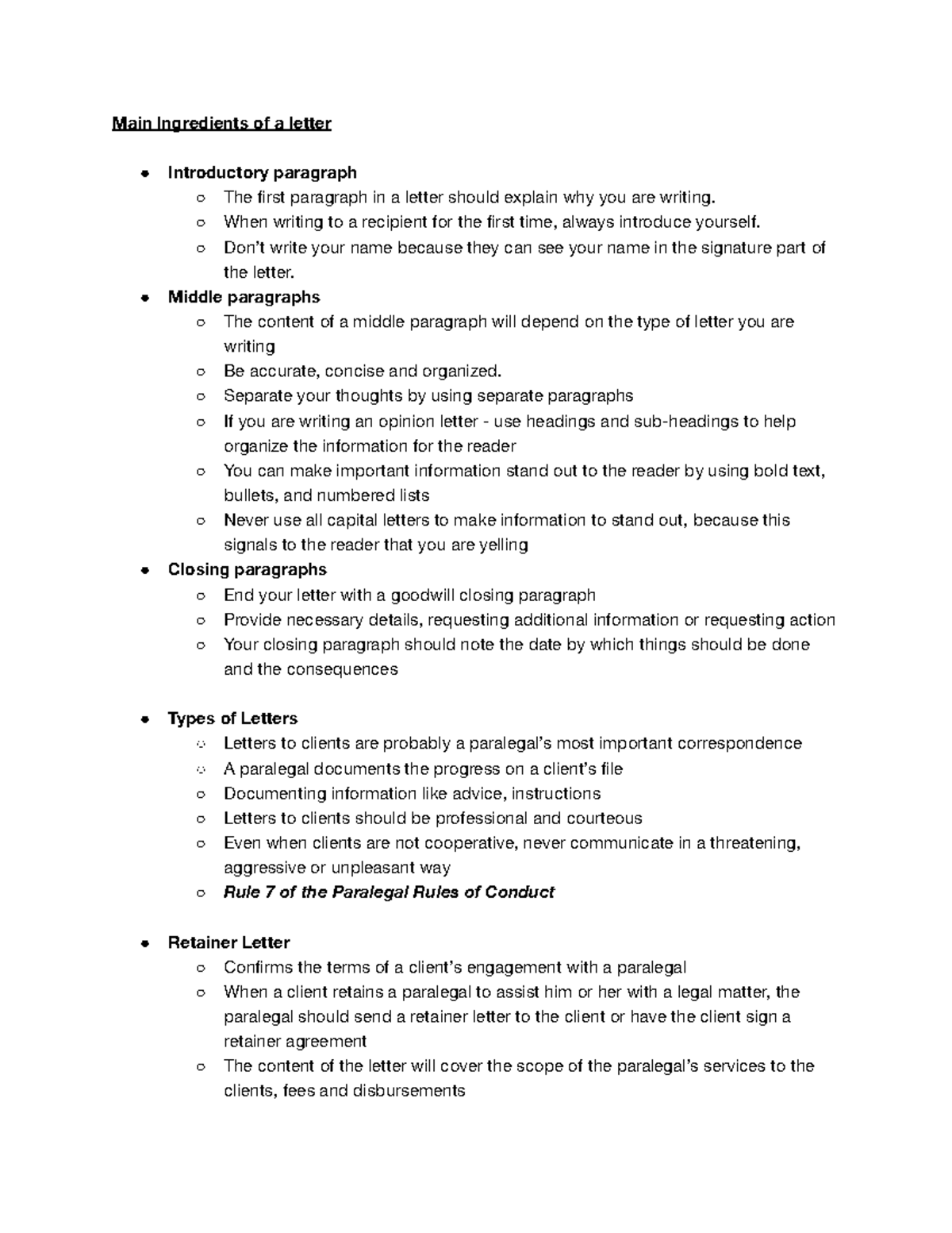 Structure And Content of Letter - Main Ingredients of a letter ...