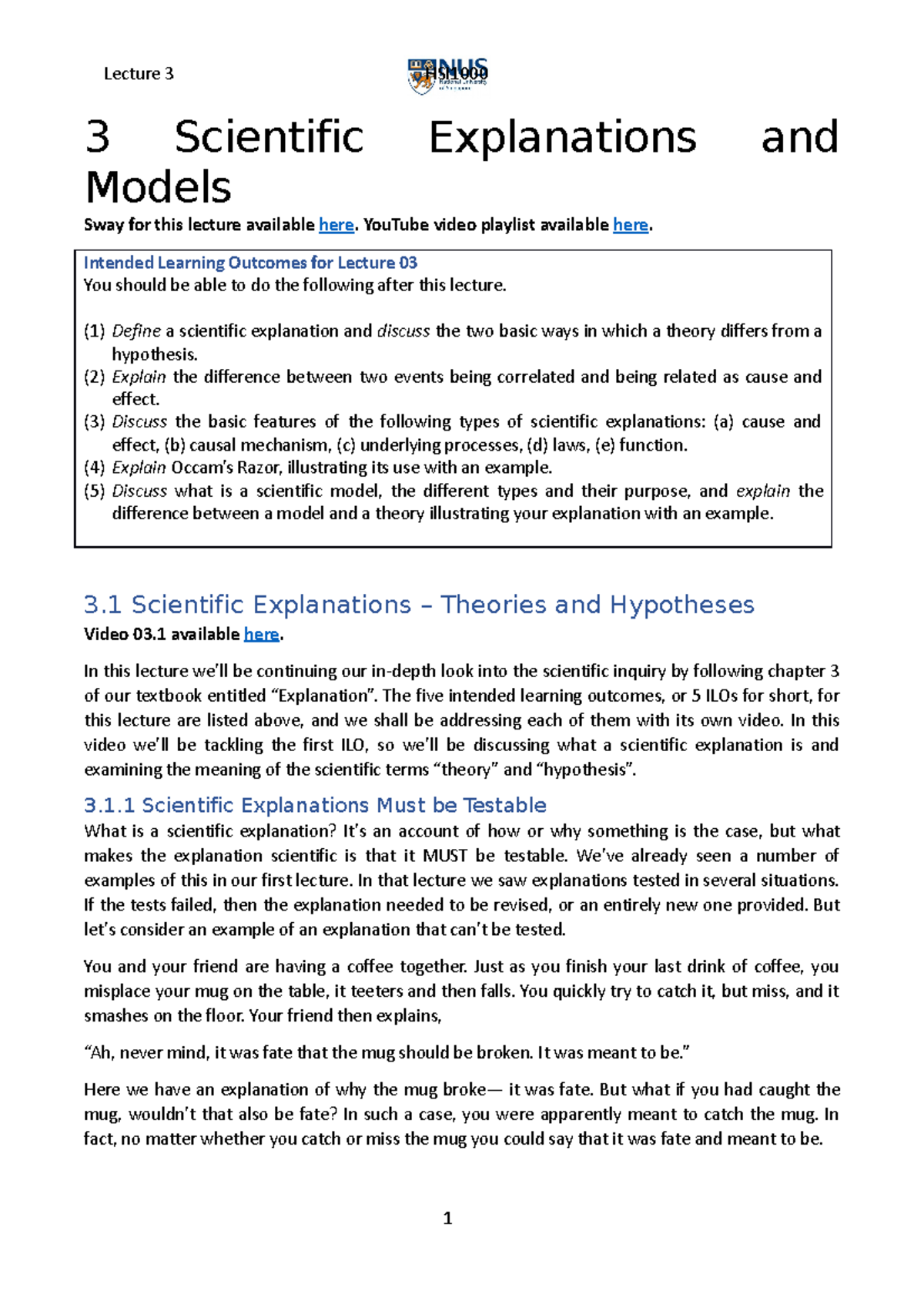 L03 Detailed Notes edit - 3 Scientific Explanations and Models Sway for ...