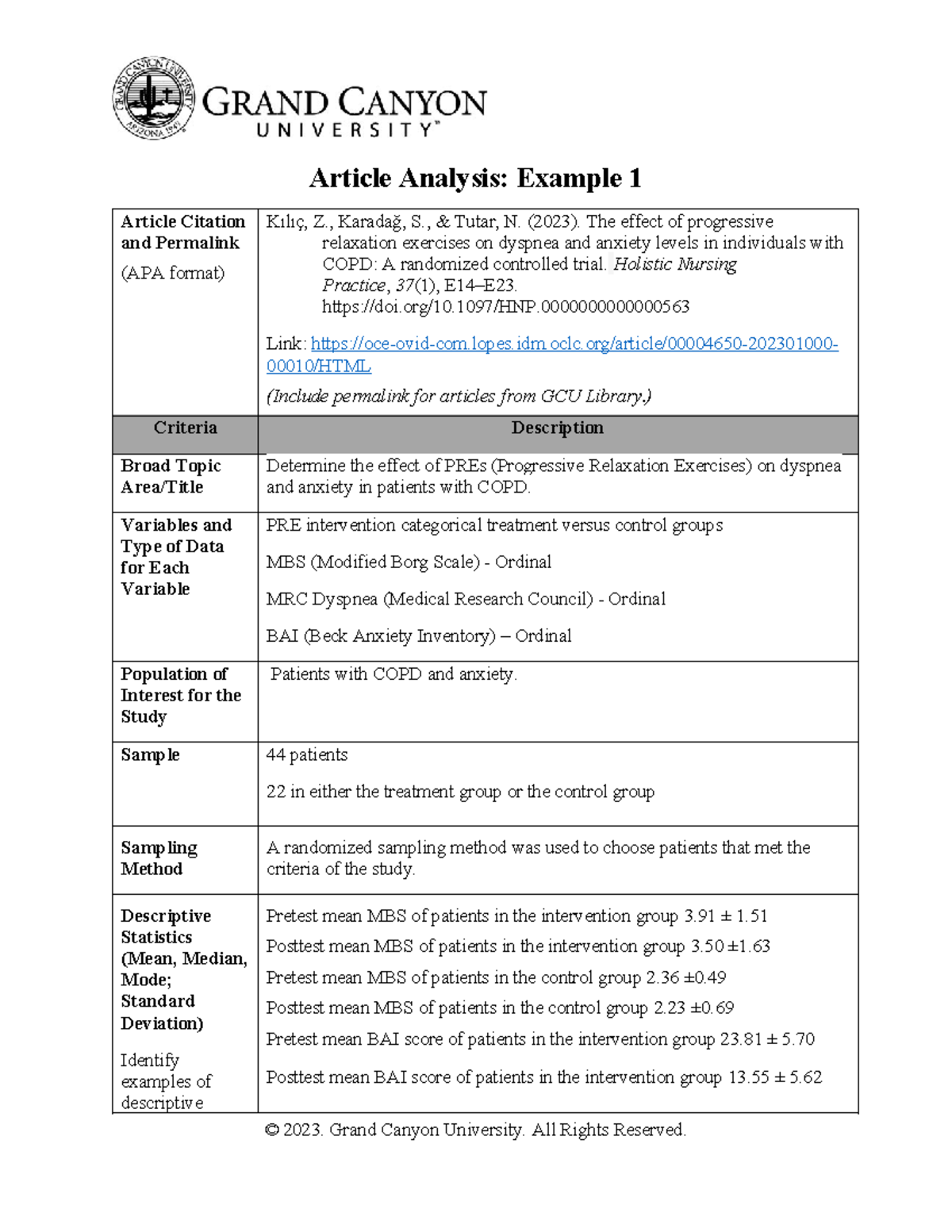 HLT 362V RS2 Article Analysis Example 1 - Article Analysis: Example 1 ...