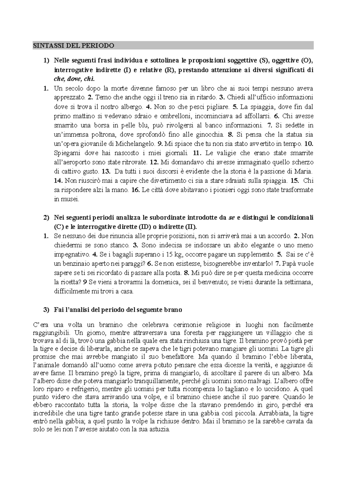 1. Periodo -Sintassi - Eserci SINTASSI DEL PERIODO - SINTASSI DEL ...