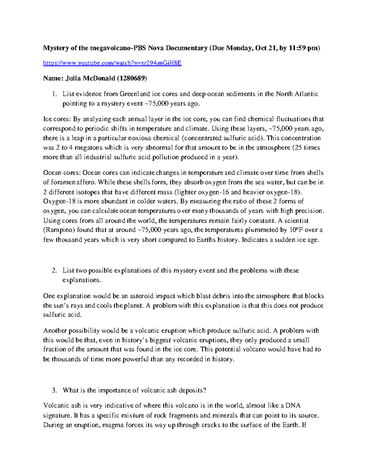 ENVS 2240 Movie Quiz Mystery of the megavolcano - Mystery of the ...