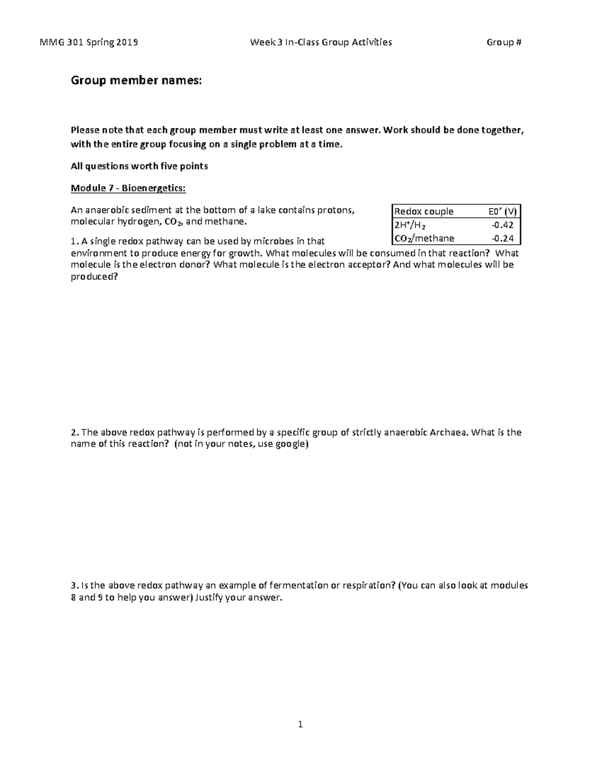 Week 3 activities - Group member names: Please note that each group ...