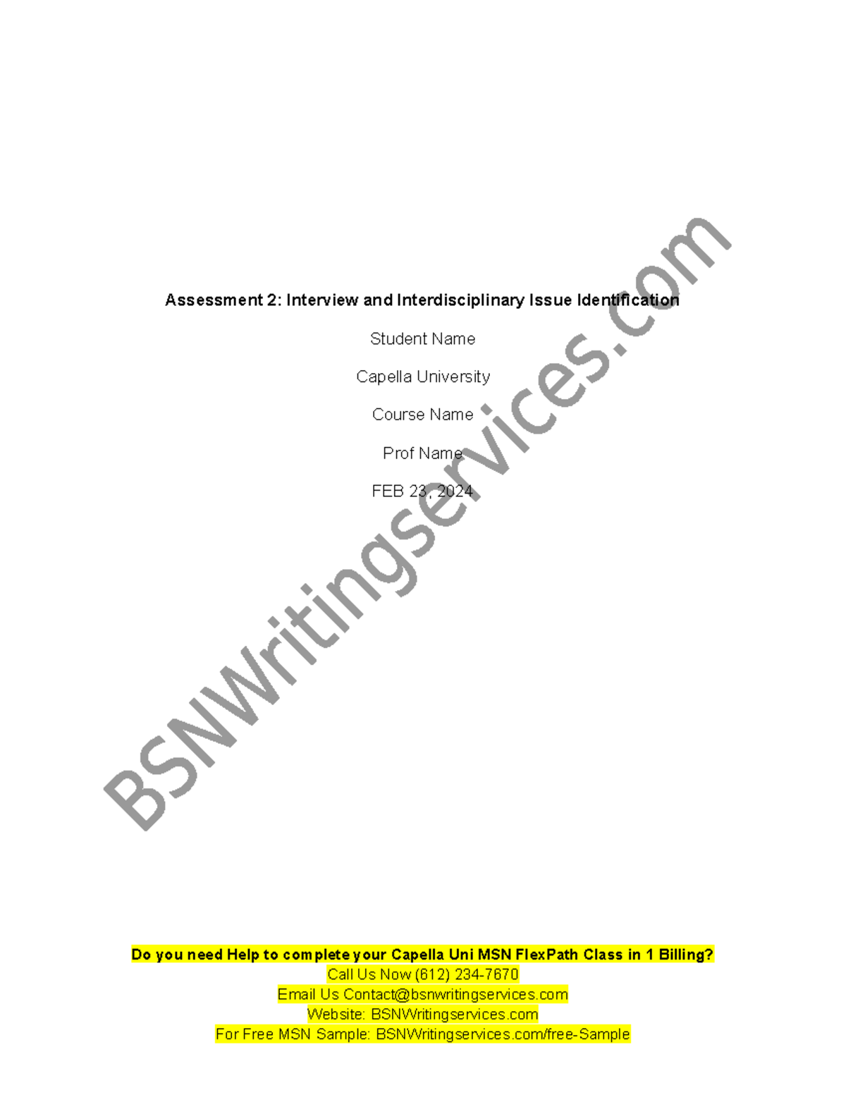 Nurs fpx 4010 assessment 2 Interview and Interdisciplinary Issue Identification - Assessment 2 ...