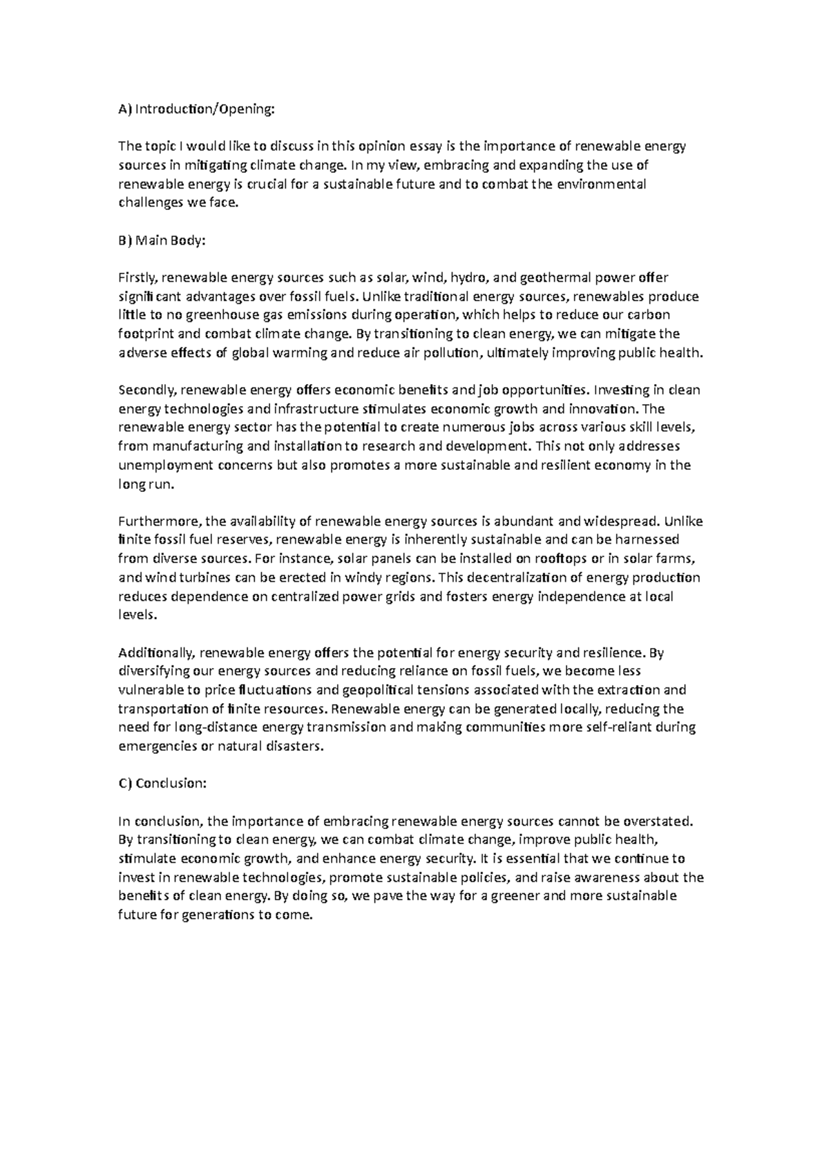 Essay - Ensayo - A) Introduction/Opening: The topic I would like to ...