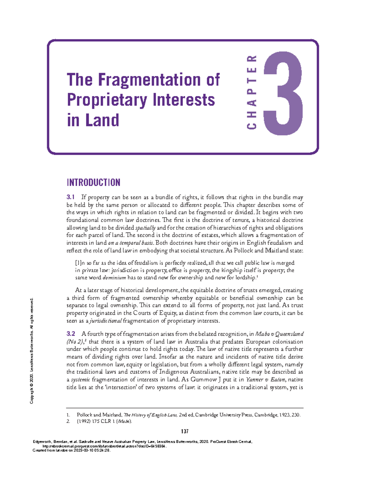 Sackville and Neave Australian Property Law - (Chapter 3 The ...