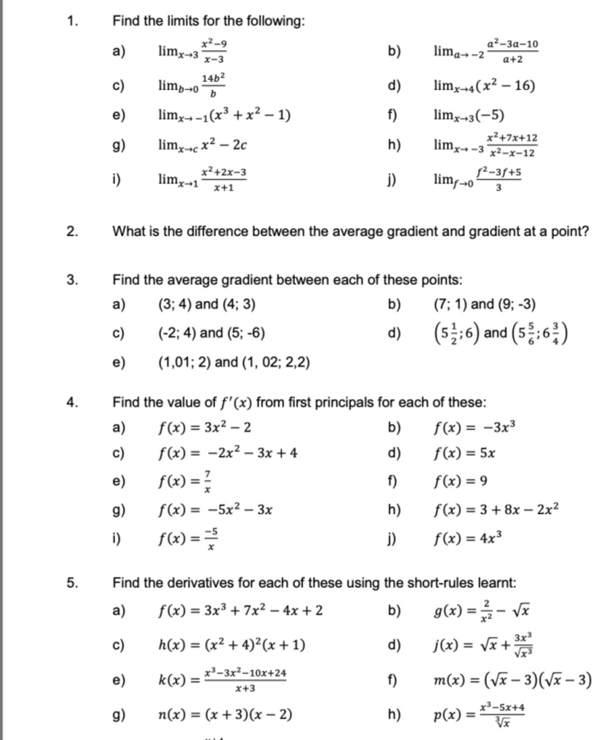 Calculus Practise - Studocu